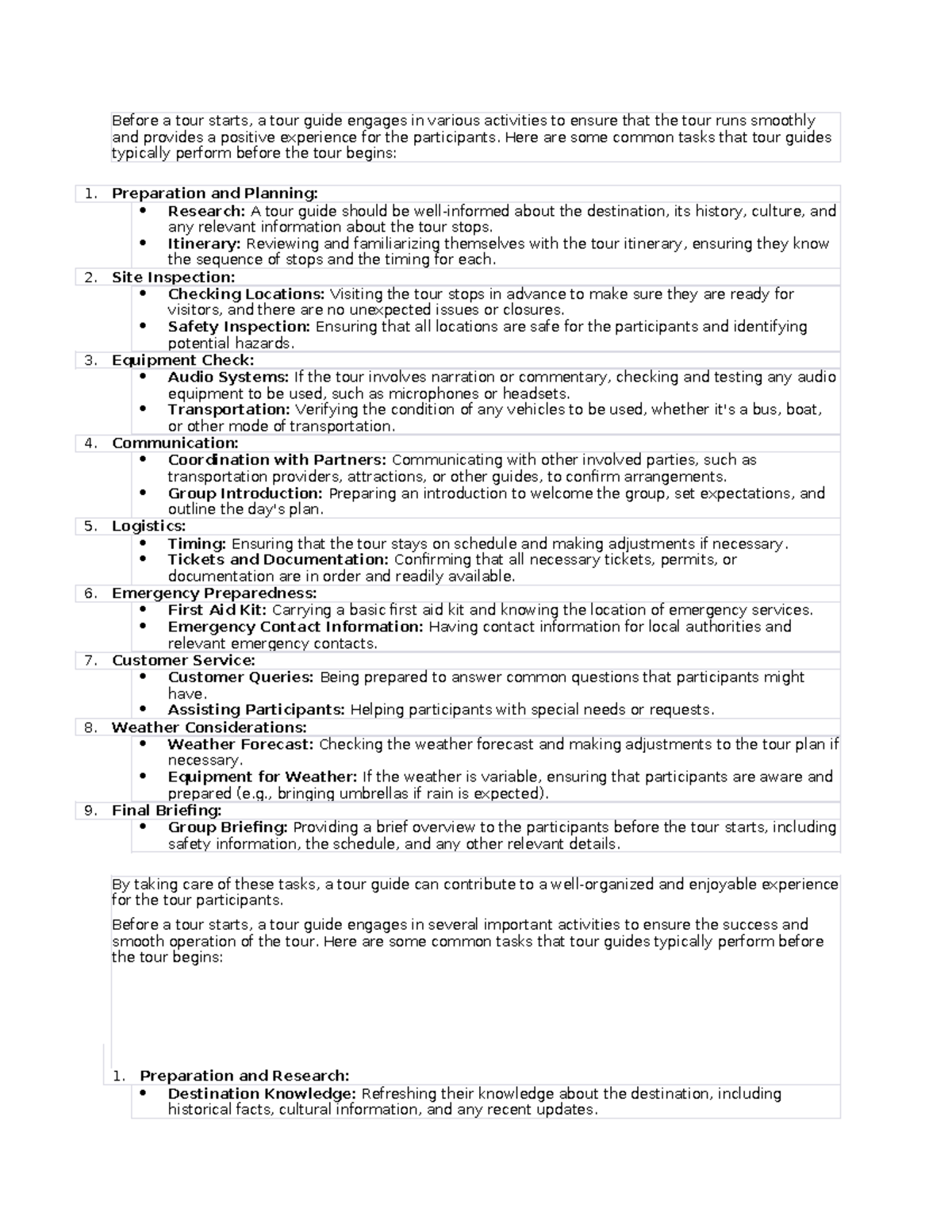 Before a tour starts - Tour Guide Dos and Donts - Before a tour starts ...