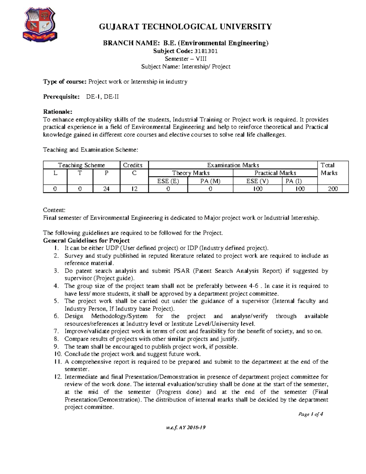 3181301 - Yo. - BRANCH NAME: B. (Environmental Engineering) Subject ...