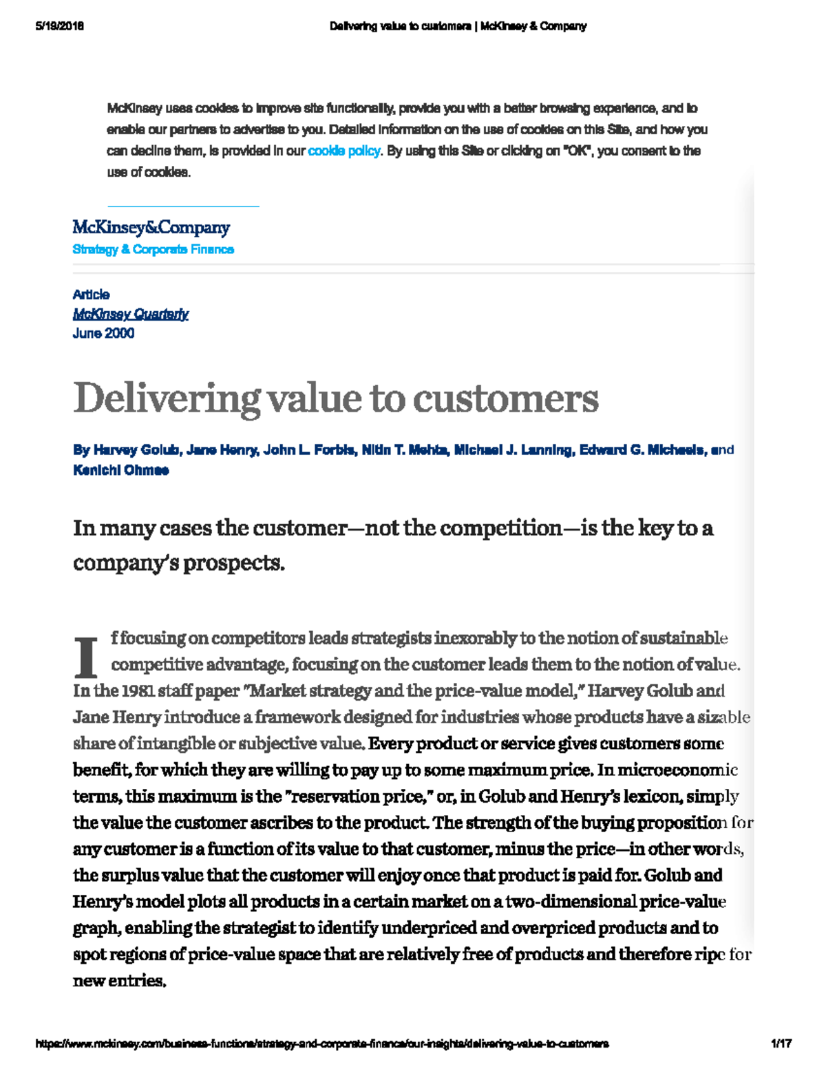 Delivering Value - Ghauri - MBA 820 - Studocu