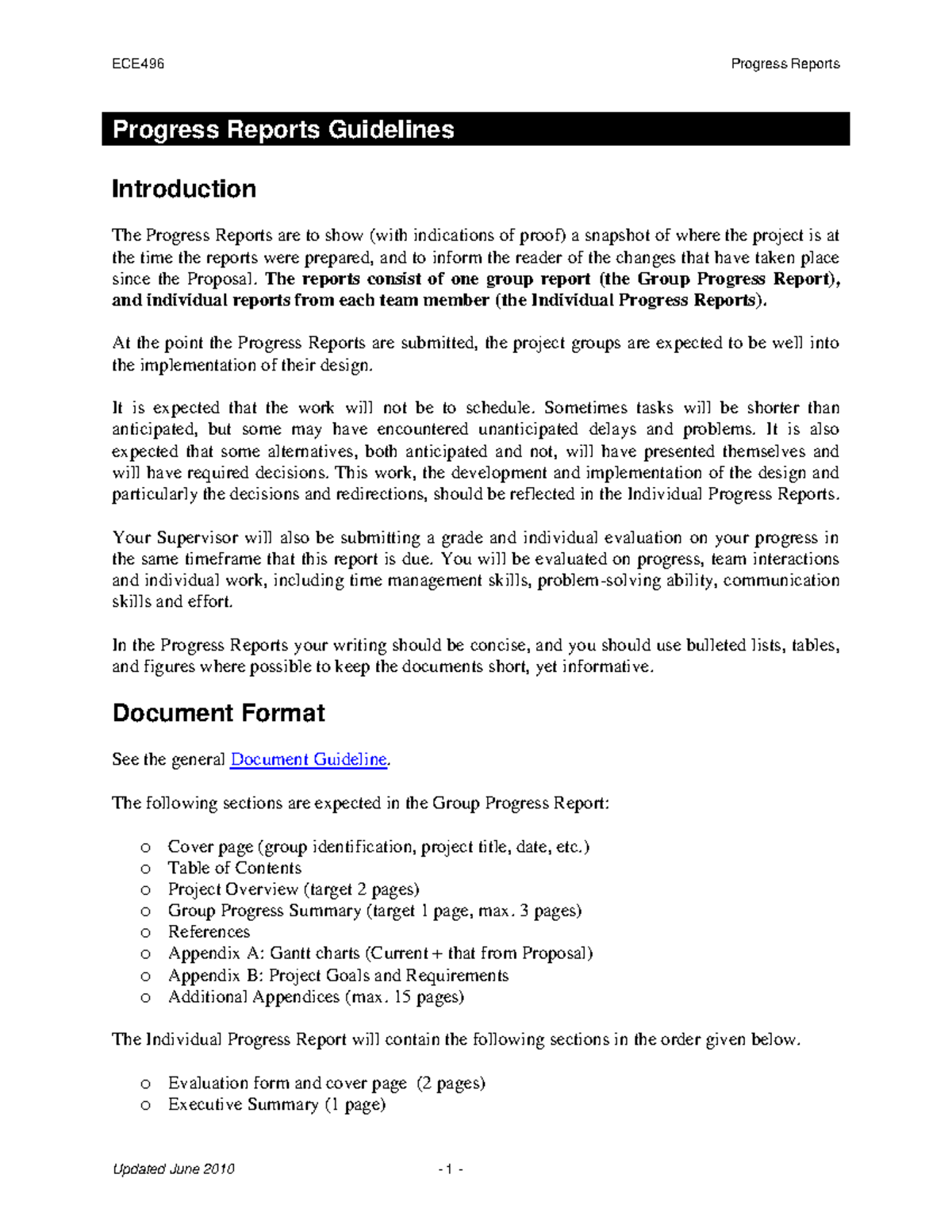 Progress Report Guide - Progress Reports Guidelines Introduction The Progress Reports are to ...