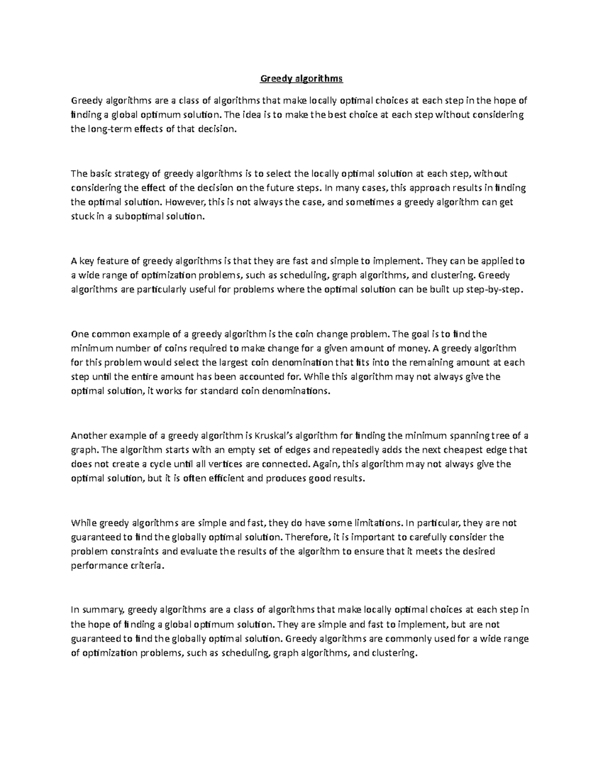 Greedy Algorithms Greedy Algorithms Greedy Algorithms Are A Class Of Algorithms That Make 