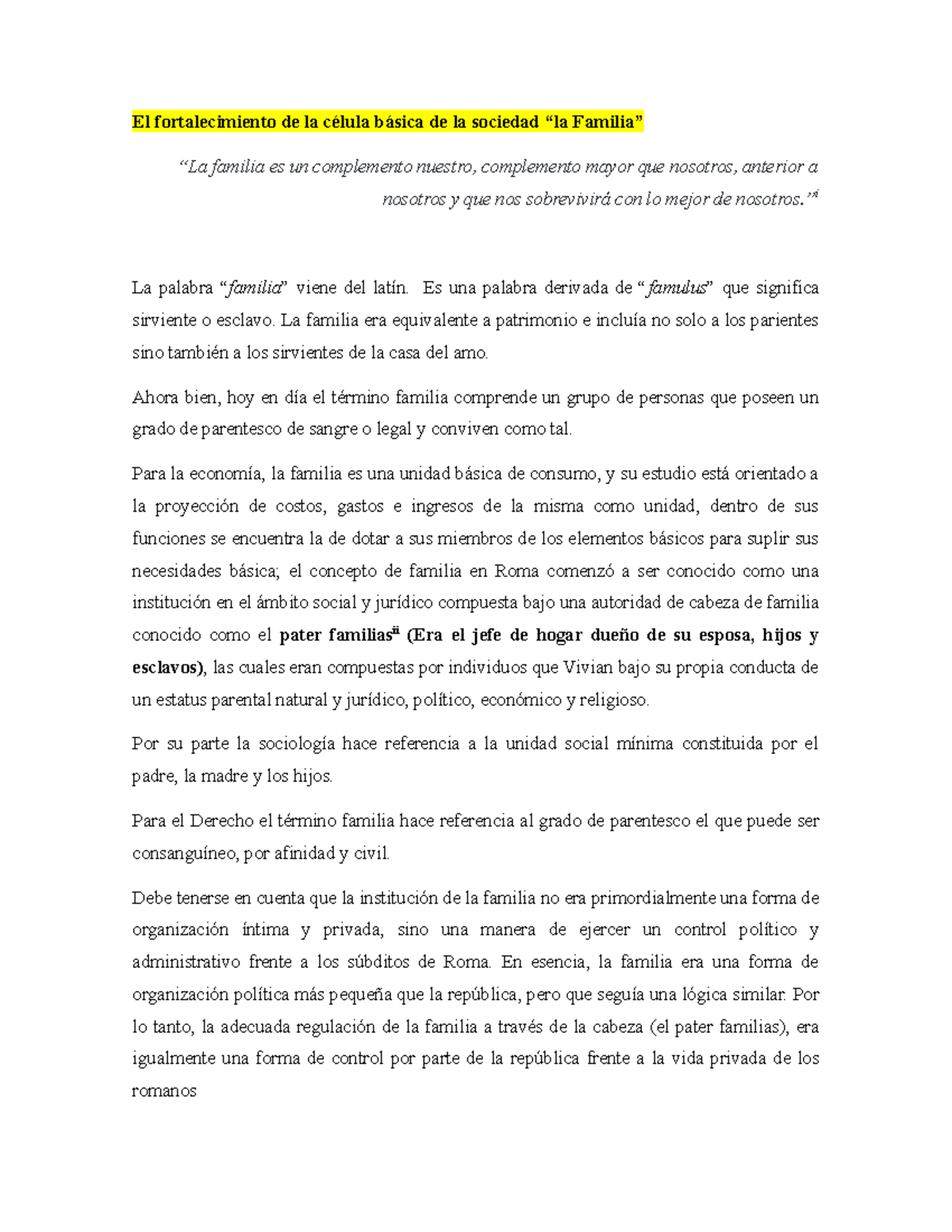 Ensayo Familia - El fortalecimiento de la célula básica de la sociedad ...