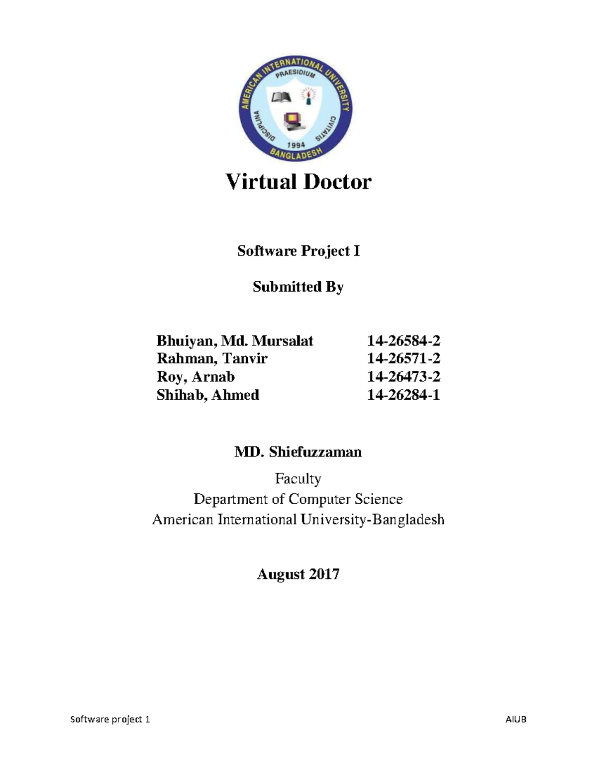 Virtual Doctor Software Project Document - Virtual Doctor Software ...