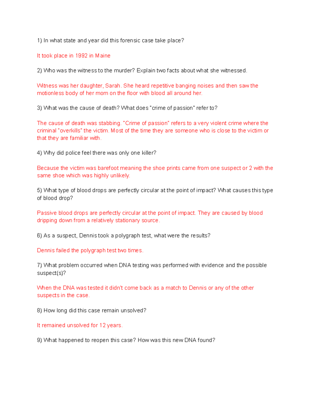 Forensic Files Questions - In what state and year did this forensic ...