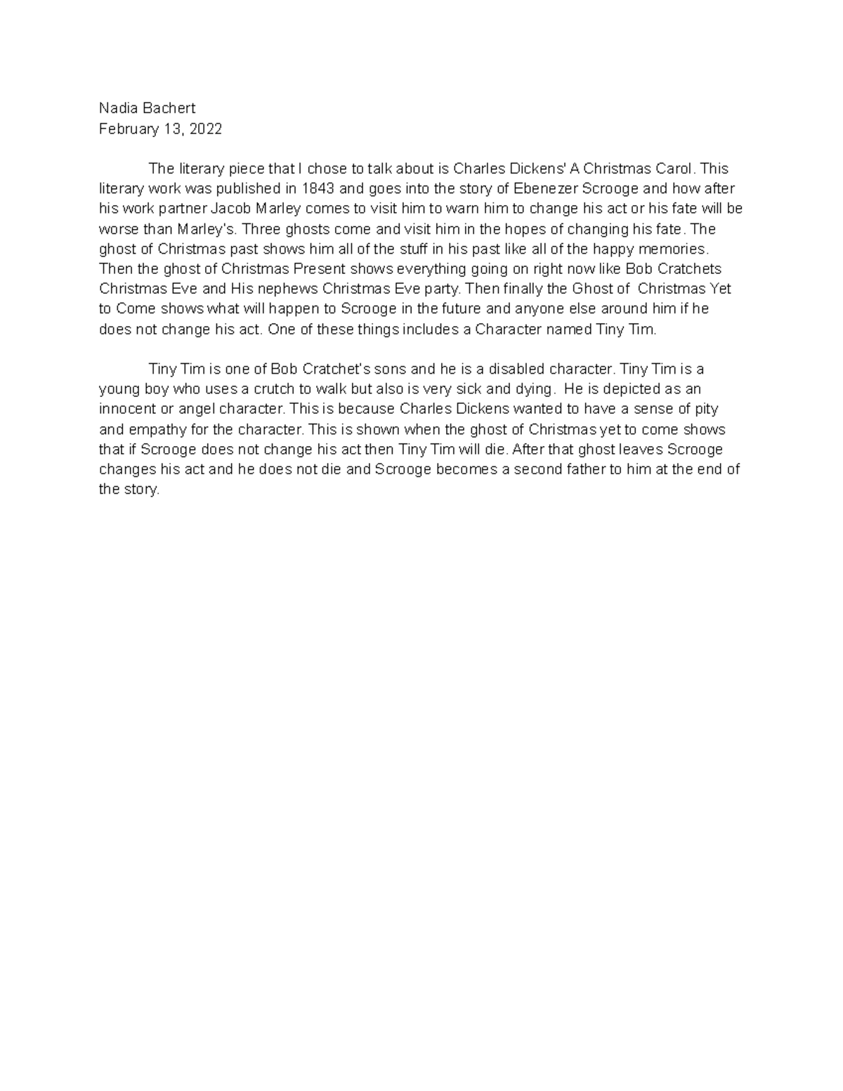 Journal 4 - Assignment - Nadia Bachert February 13, 2022 The literary ...