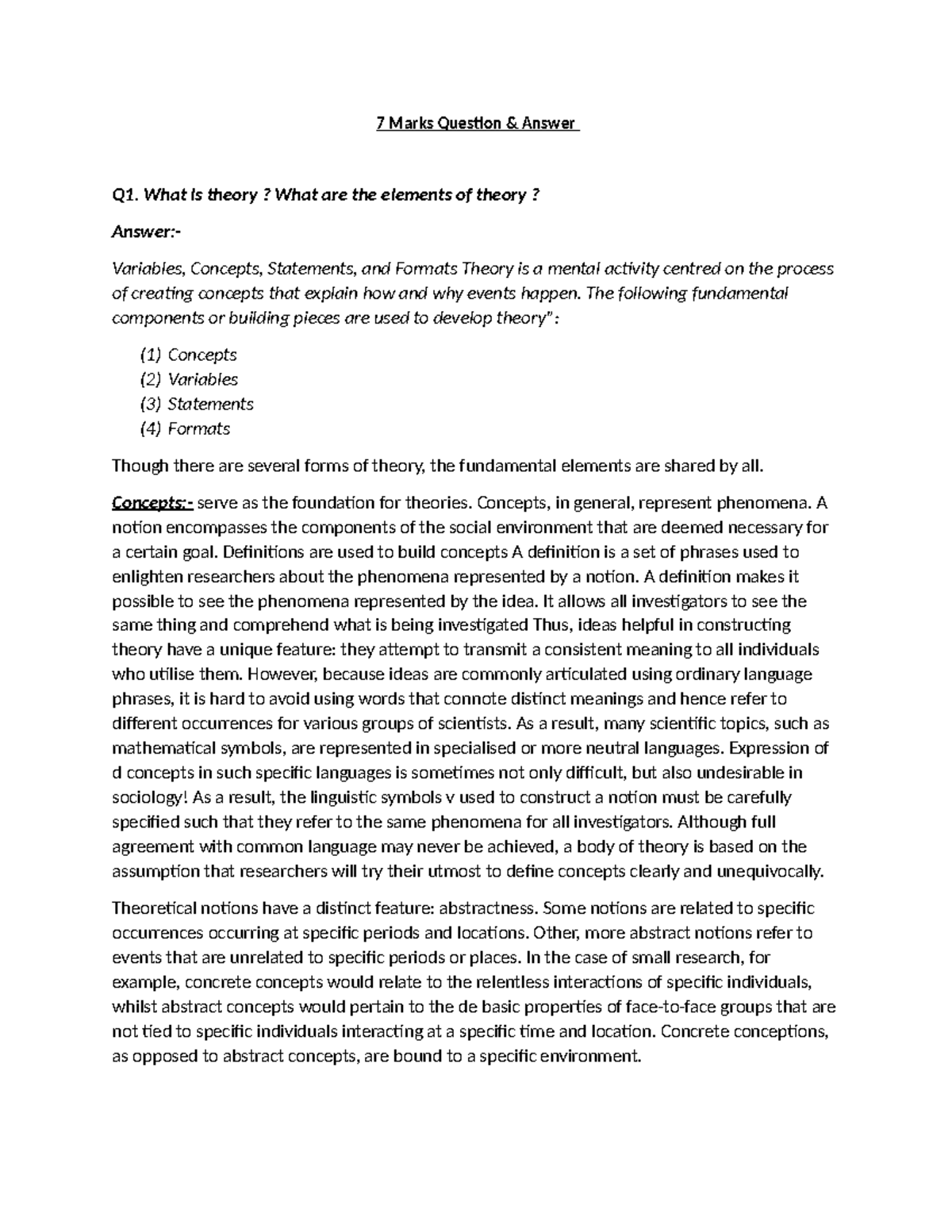 Sociology Internal Exam Q and A - 7 Marks Question & Answer Q1. What is ...
