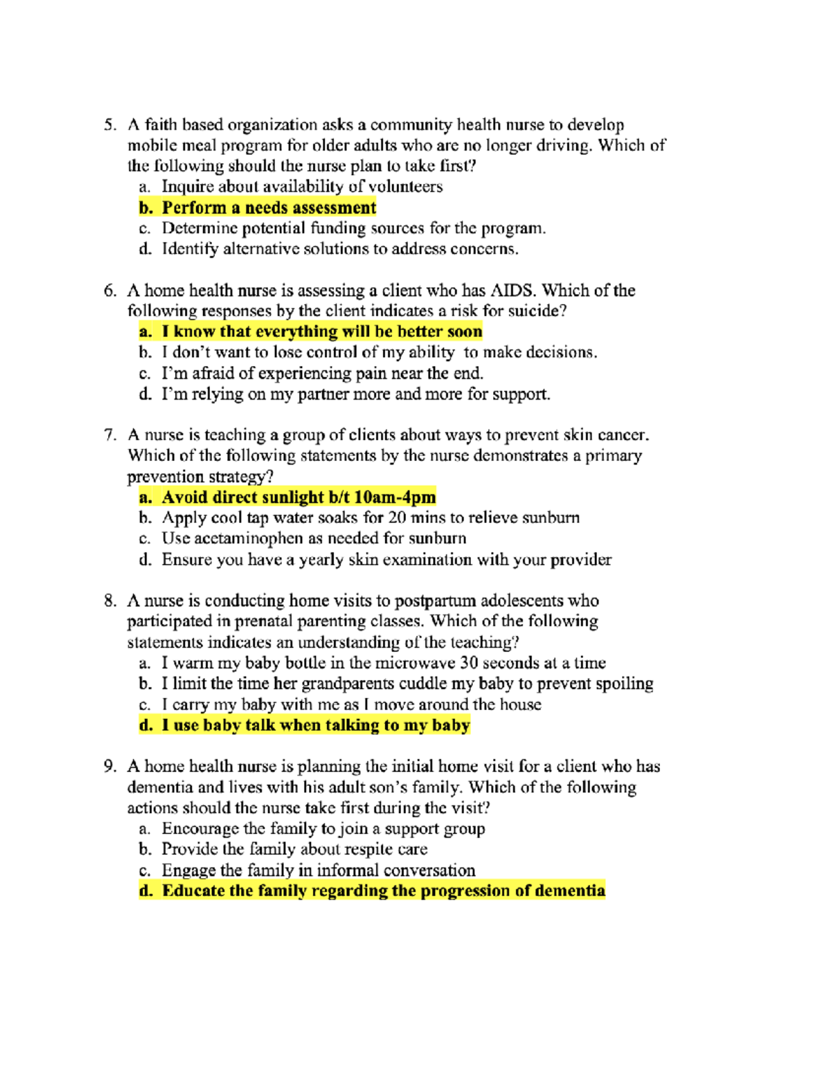 Community ATI practice - PCB6447 - Studocu