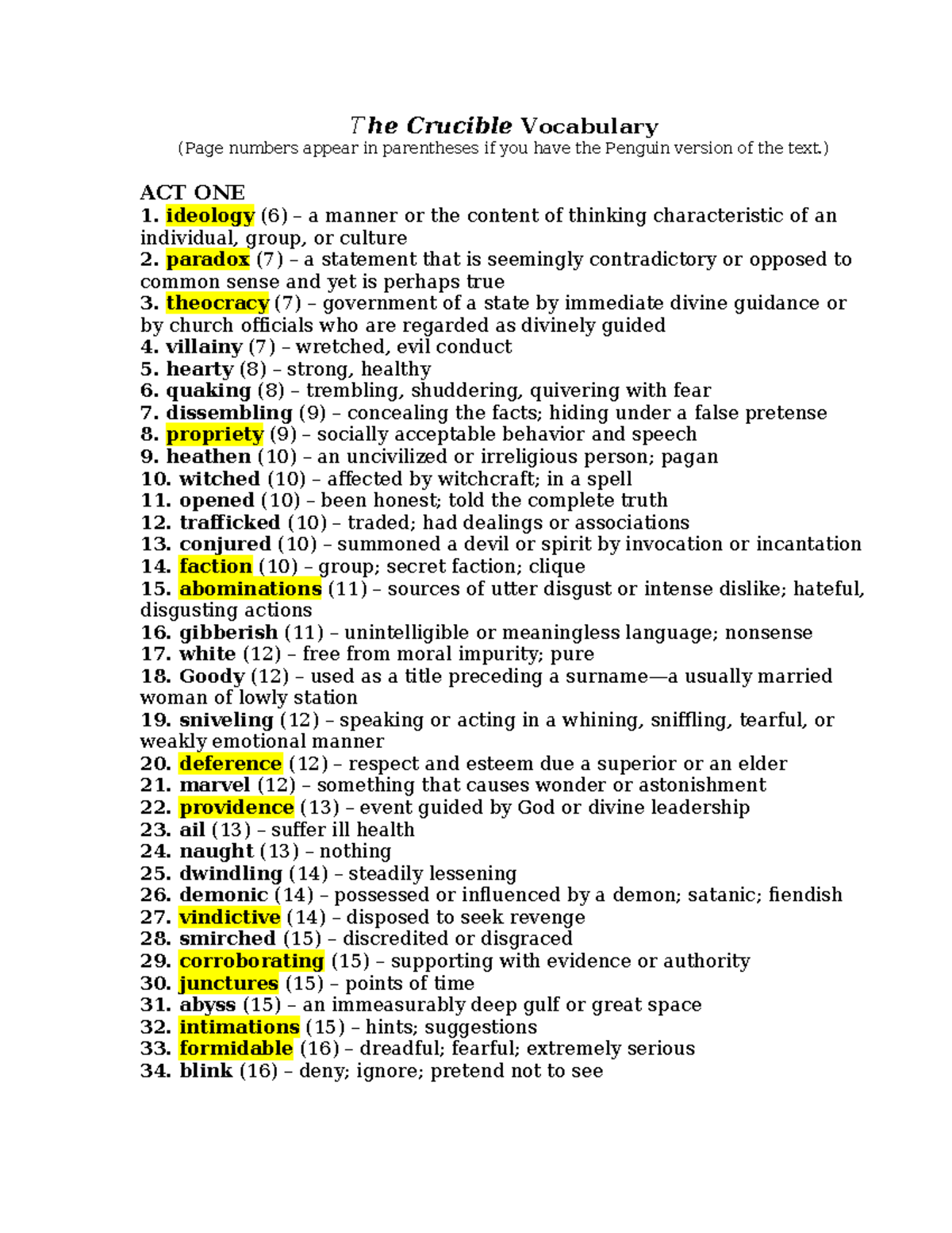 Cruciblevocab - studyyyyyyyyyyyyyyyyyyyyy - The Crucible Vocabulary ...