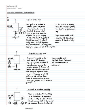 CHEE2020 2023 Assignment 2 - CHEE2020 Assignment 2: Process control systems School of Chemical ...
