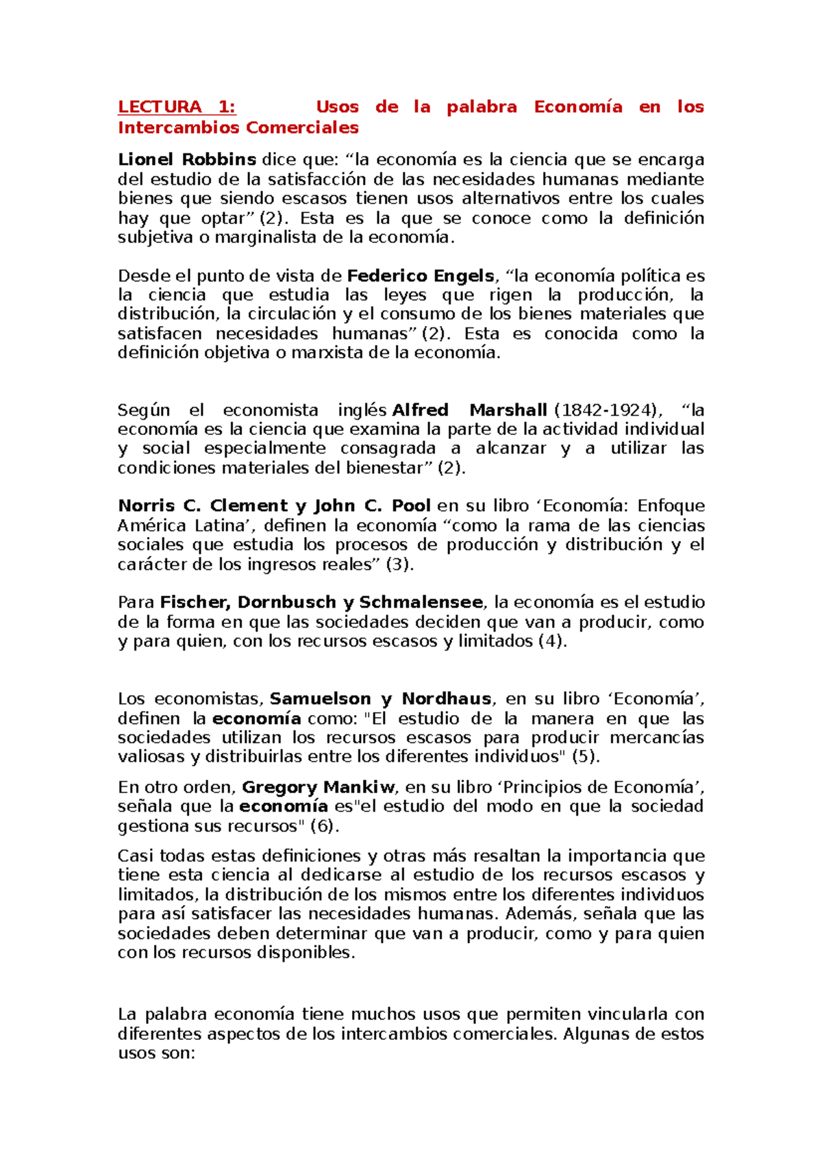 Lectura 1 - economia general ciclo II - LECTURA 1: Usos de la palabra ...