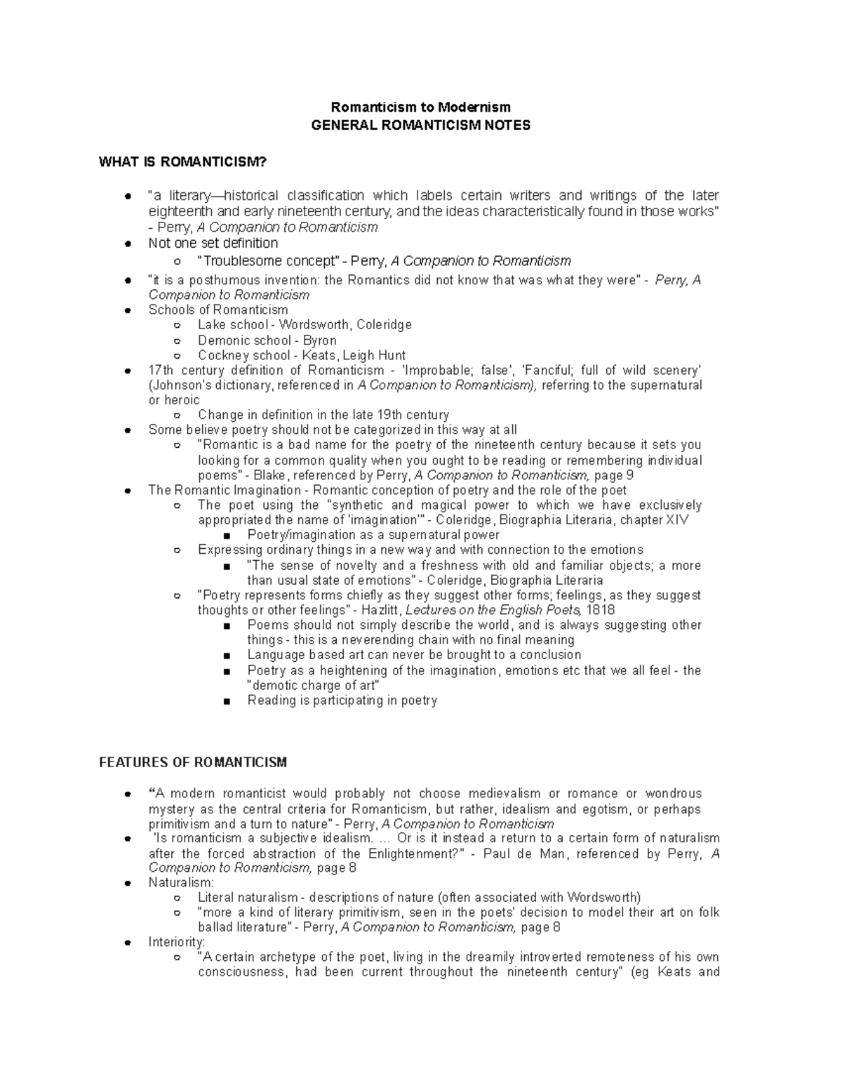 General Notes Romanticism - Romanticism to Modernism GENERAL ...