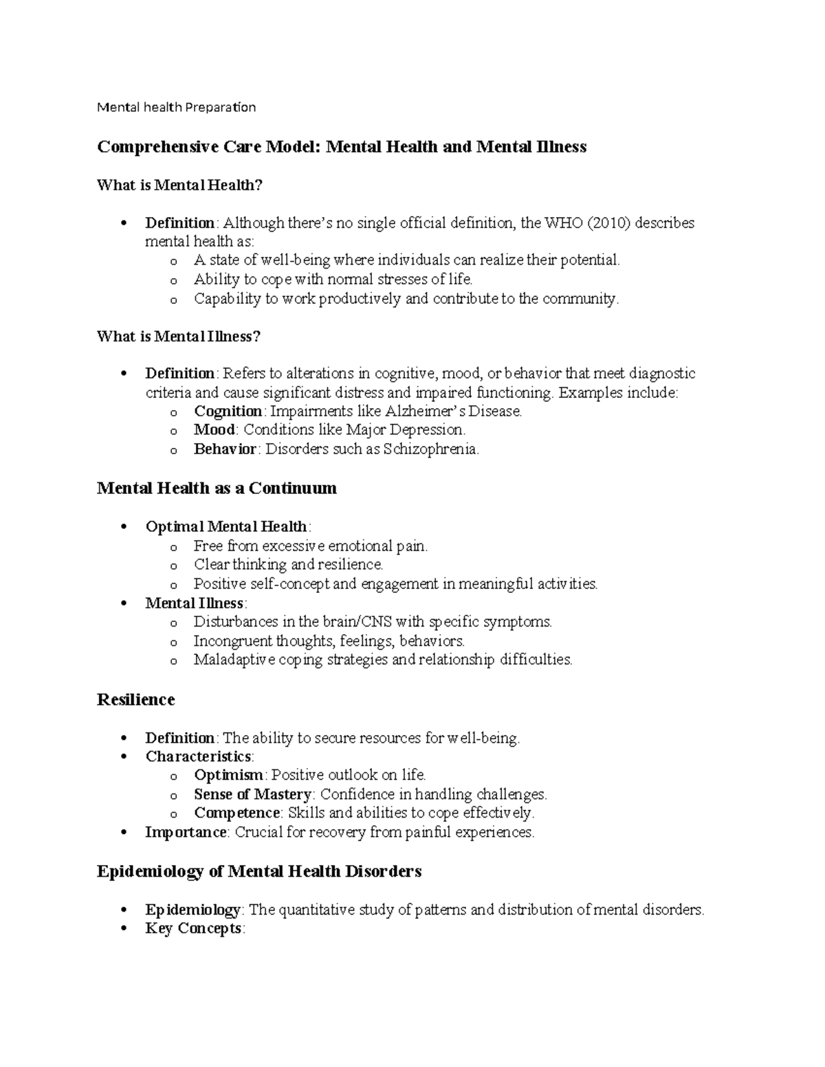 Mental health Preparation - Mental health Preparation Comprehensive ...