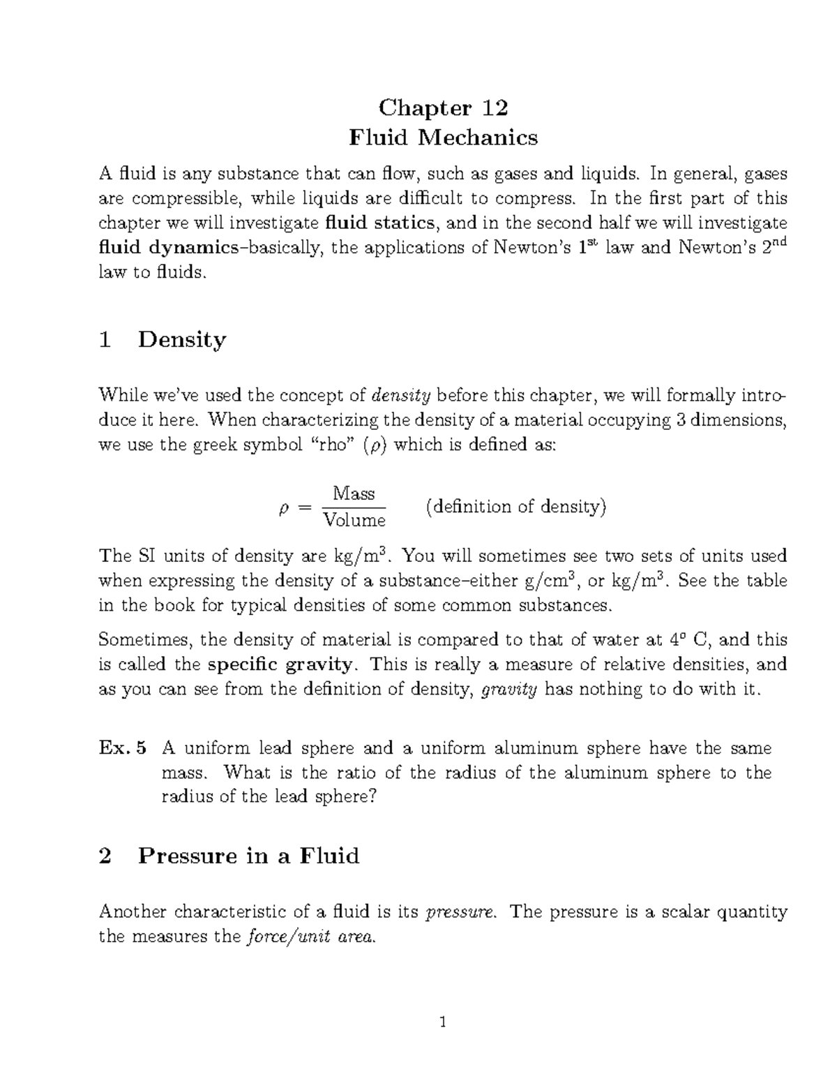 Fundamentals of Physics Chapter 12 - Fluid Mechanics Notes - Chapter 12 ...