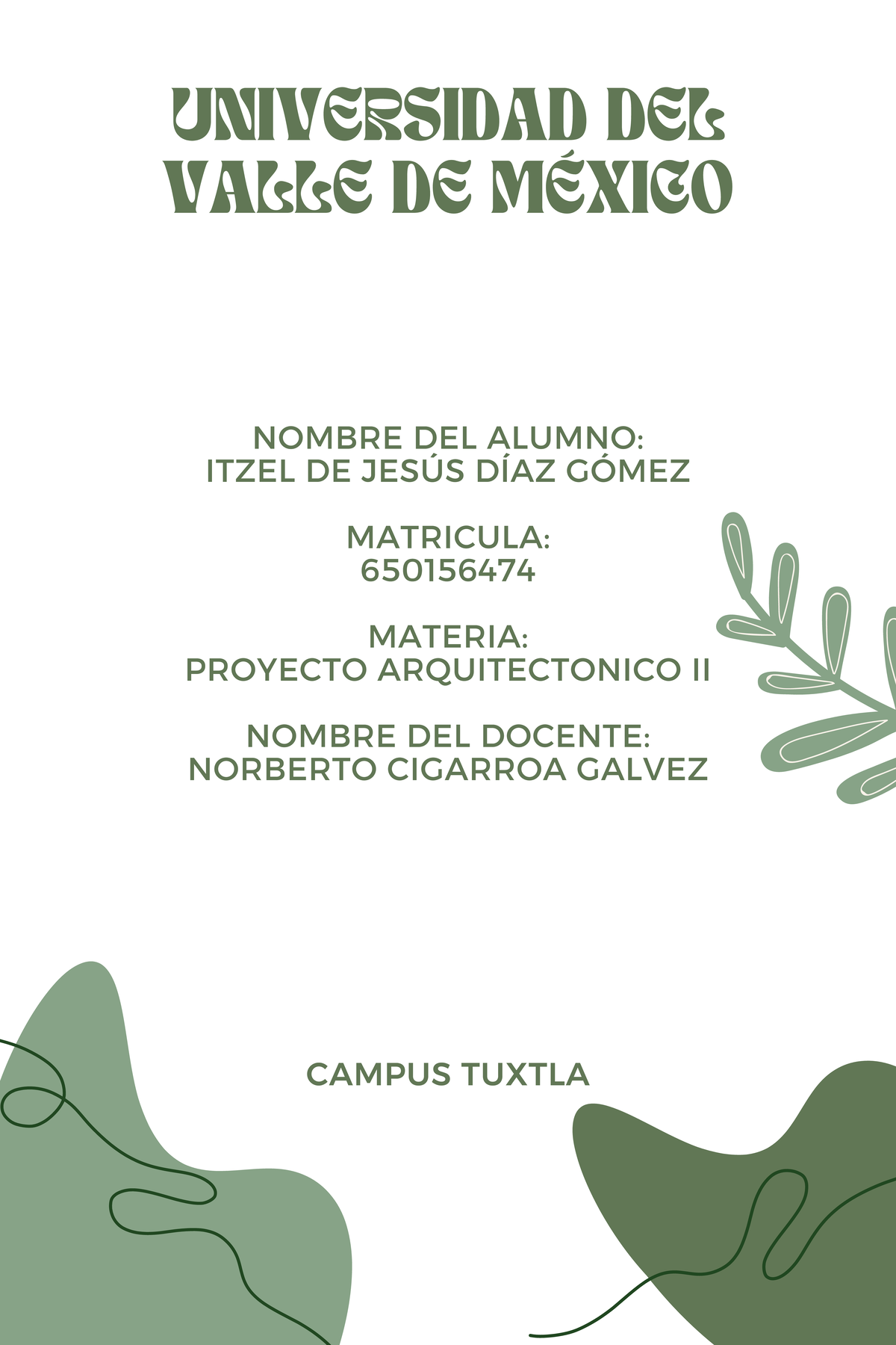 A1 IJDG Proyecto - Ghhhh - UNIVERSIDAD DEL VALLE DE MÉXICO NOMBRE DEL ...