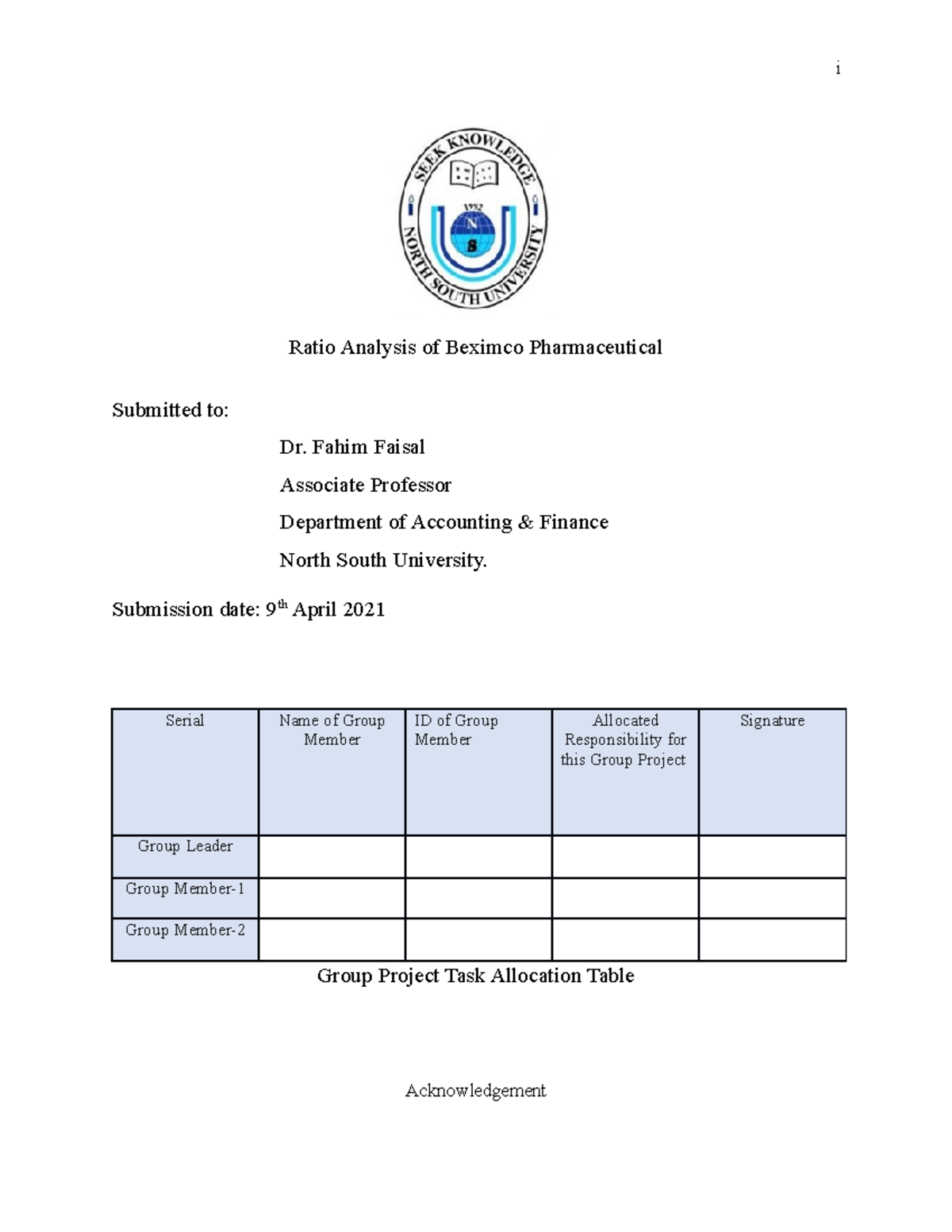 Fin254 Group project Ratio Analysis 2 - i Ratio Analysis of Beximco ...