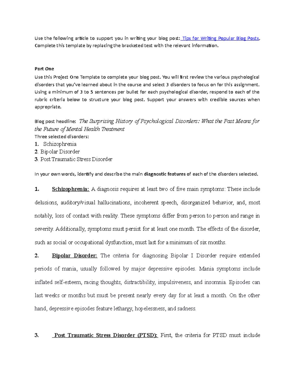 PSY215 4-2 Project One - Use the following article to support you in ...