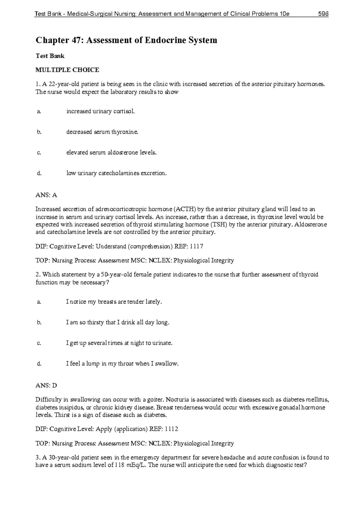 Chapter 47 Assessment of Endocrine System - Chapter 47: Assessment of ...