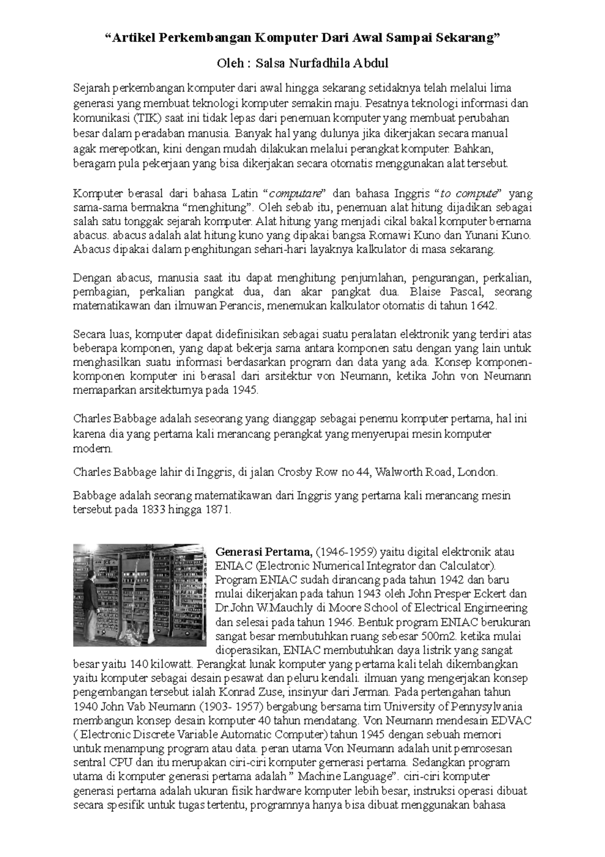 Sejarah Lengkap Komputer: Dari Era Awal hingga Modern