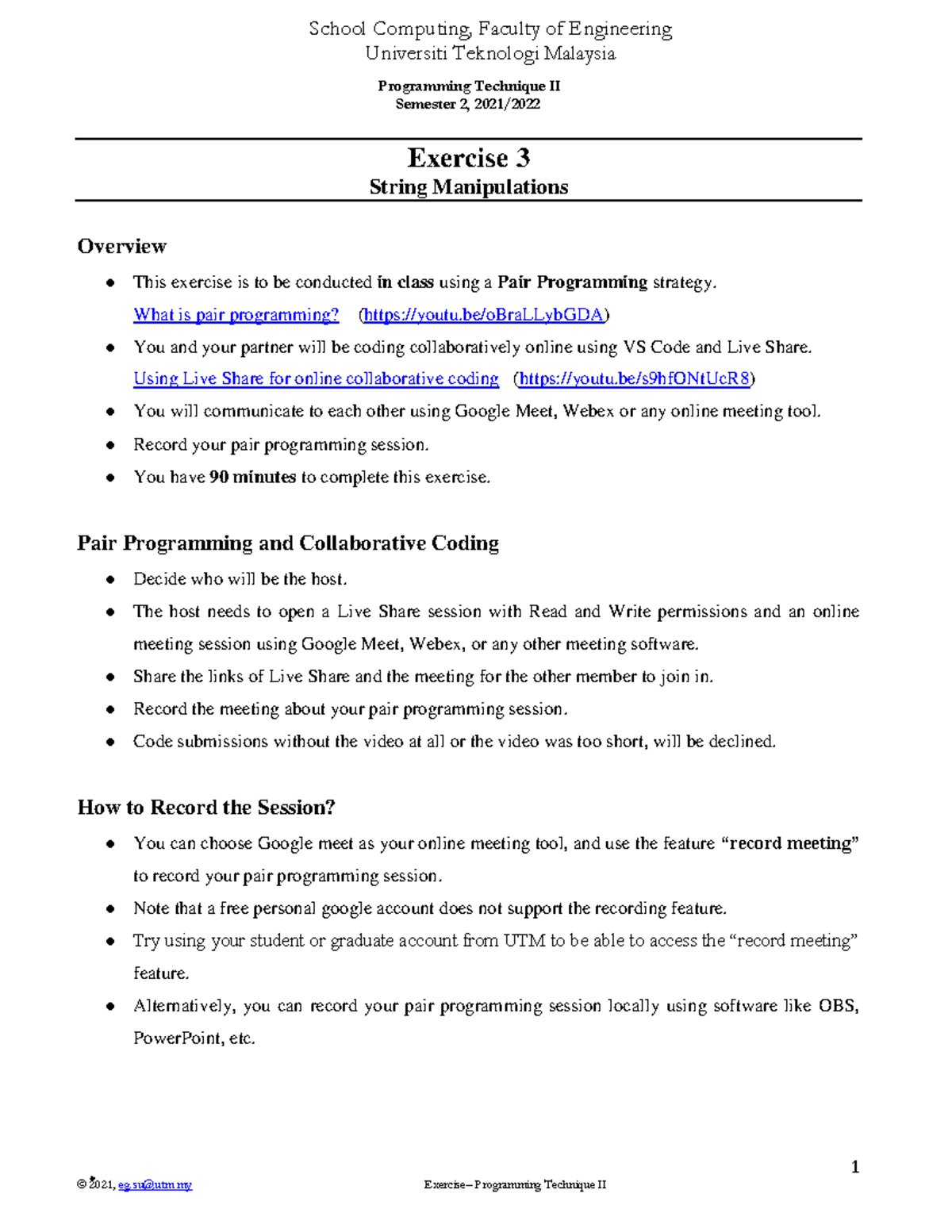 Exercise 3 - Programming Technique II Semester 2, 2021/ Exercise 3 ...