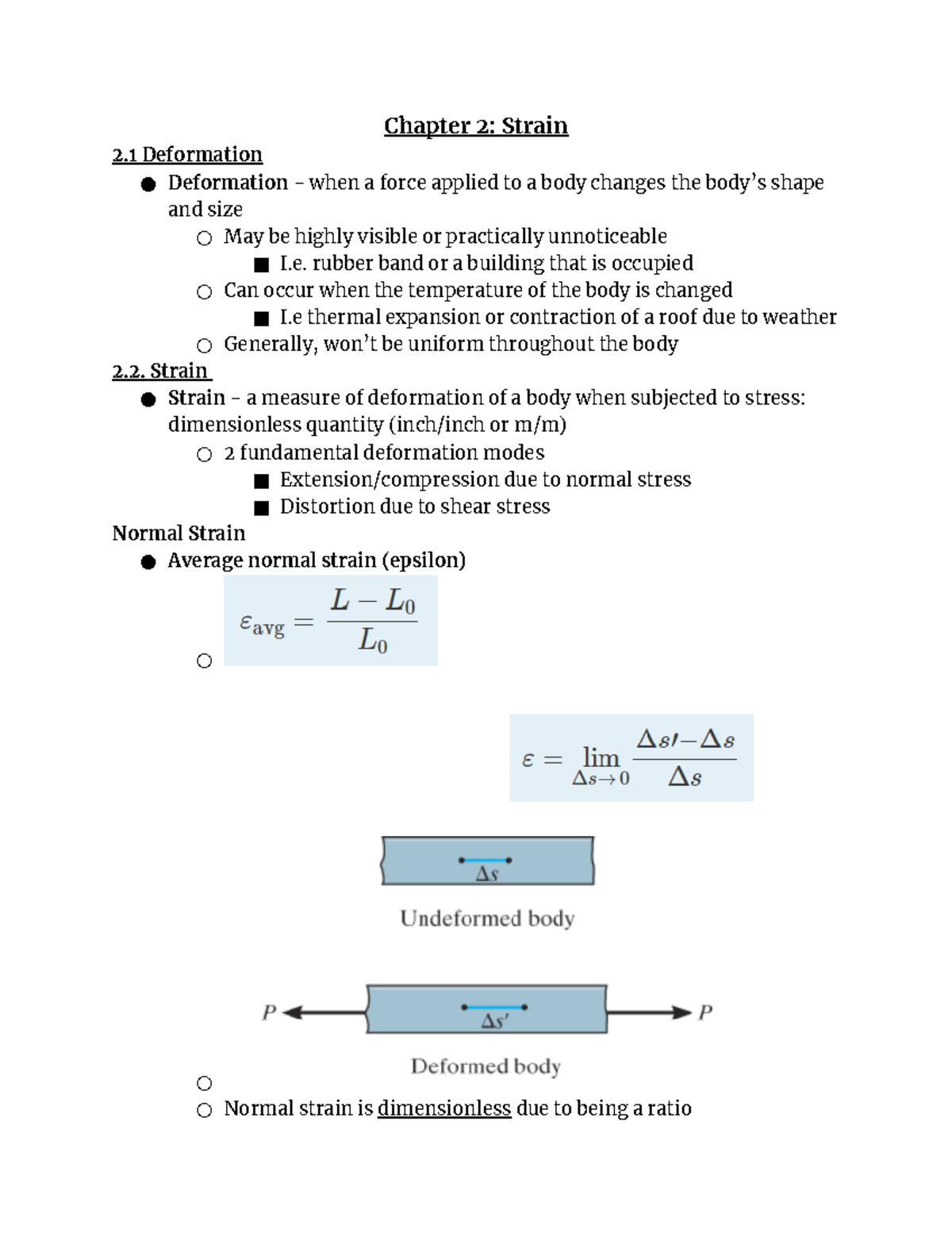 Chapter 2 Strain - Chapter 2: Strain 2 Deformation Deformation - when a ...