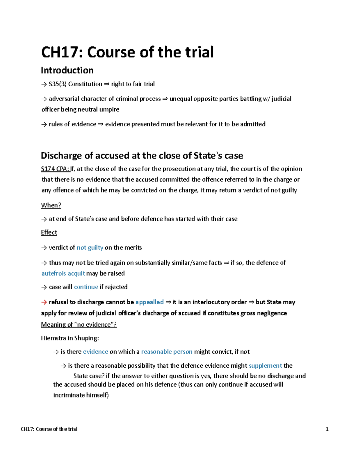 CH17 Course of the trial - CH17: Course of the trial Introduction → S35 ...