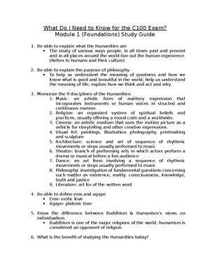 C100 study guide outline (1) - STUDY GUIDE: C100 Introduction to ...