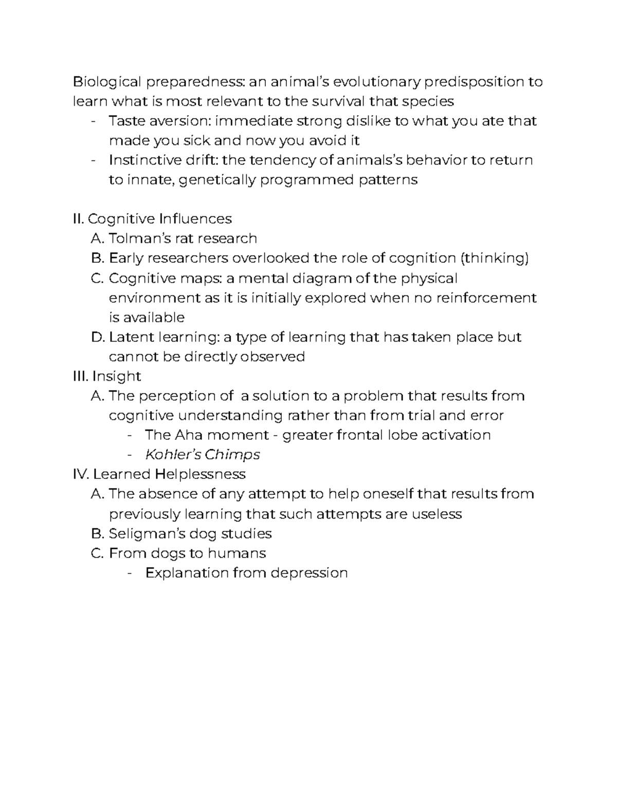 Oct - Dr.Plummer Chapter 6 Lecture Notes - Biological preparedness: an ...
