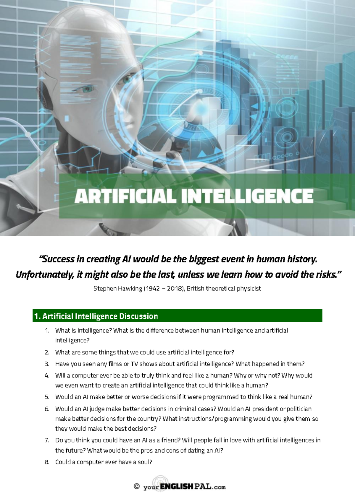 AI Student guide - Overview - “Success in creating AI would be the ...