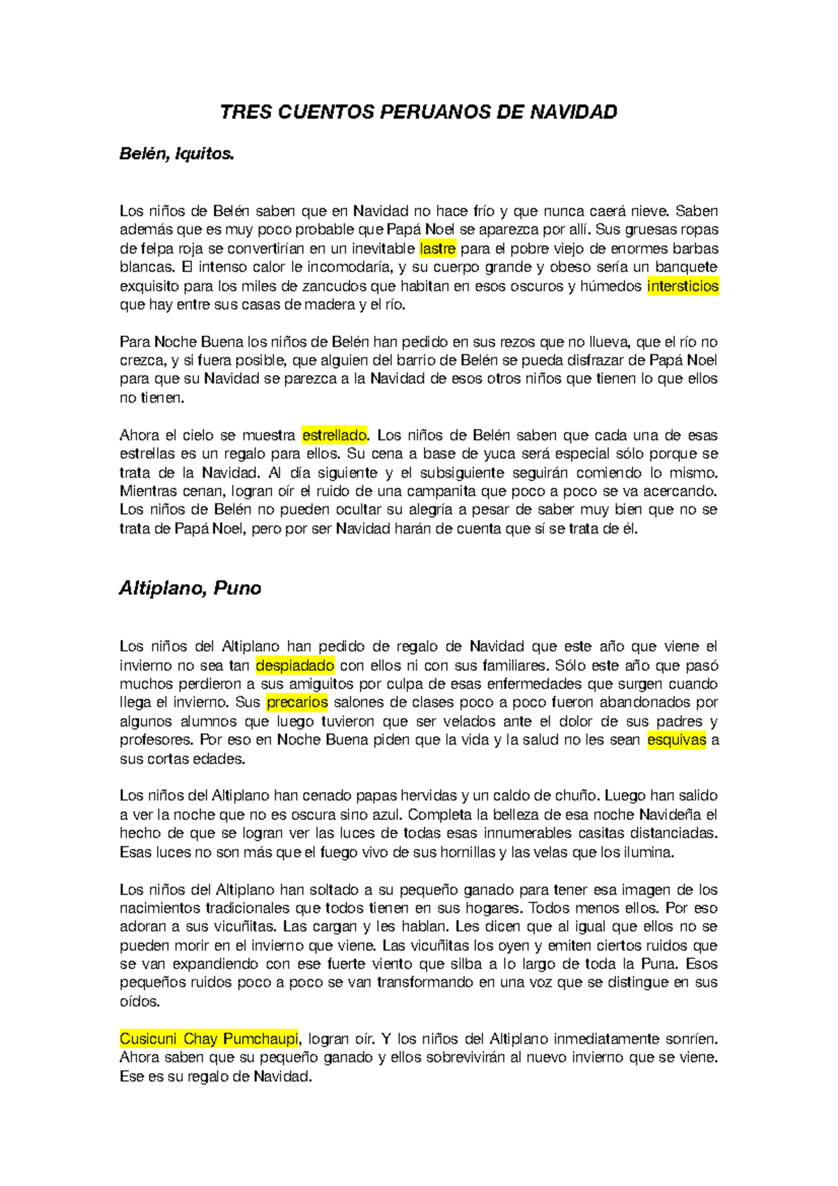 TRES Cuentos Peruanos DE Navidad - TRES CUENTOS PERUANOS DE NAVIDAD Belén, Iquitos. Los niños de ...