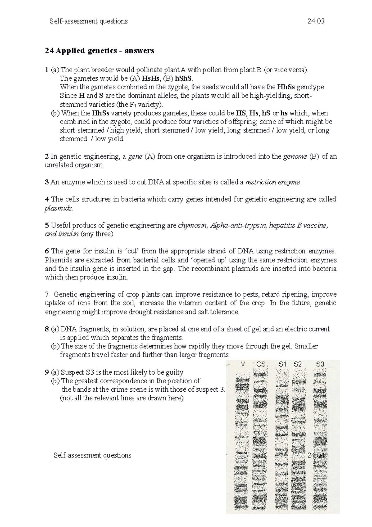 Applied-genetics-answers - 24 Applied genetics - answers 1 (a) The ...