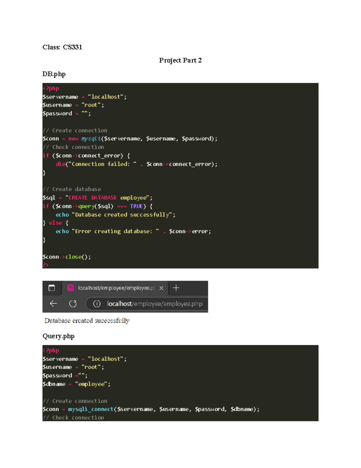 Cs331 Project Part2 Includes A Sql Database I Made Which Shows Employee And Their Salaries