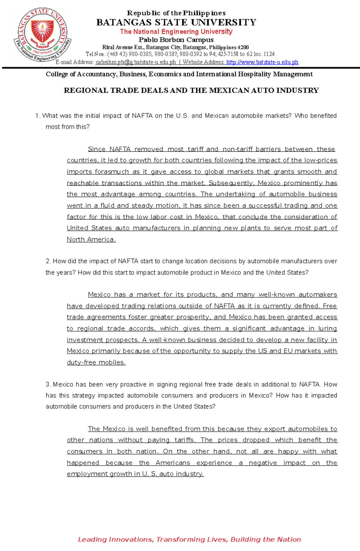Case3 - Case - Republic of the Philippines BATANGAS STATE UNIVERSIT Y ...