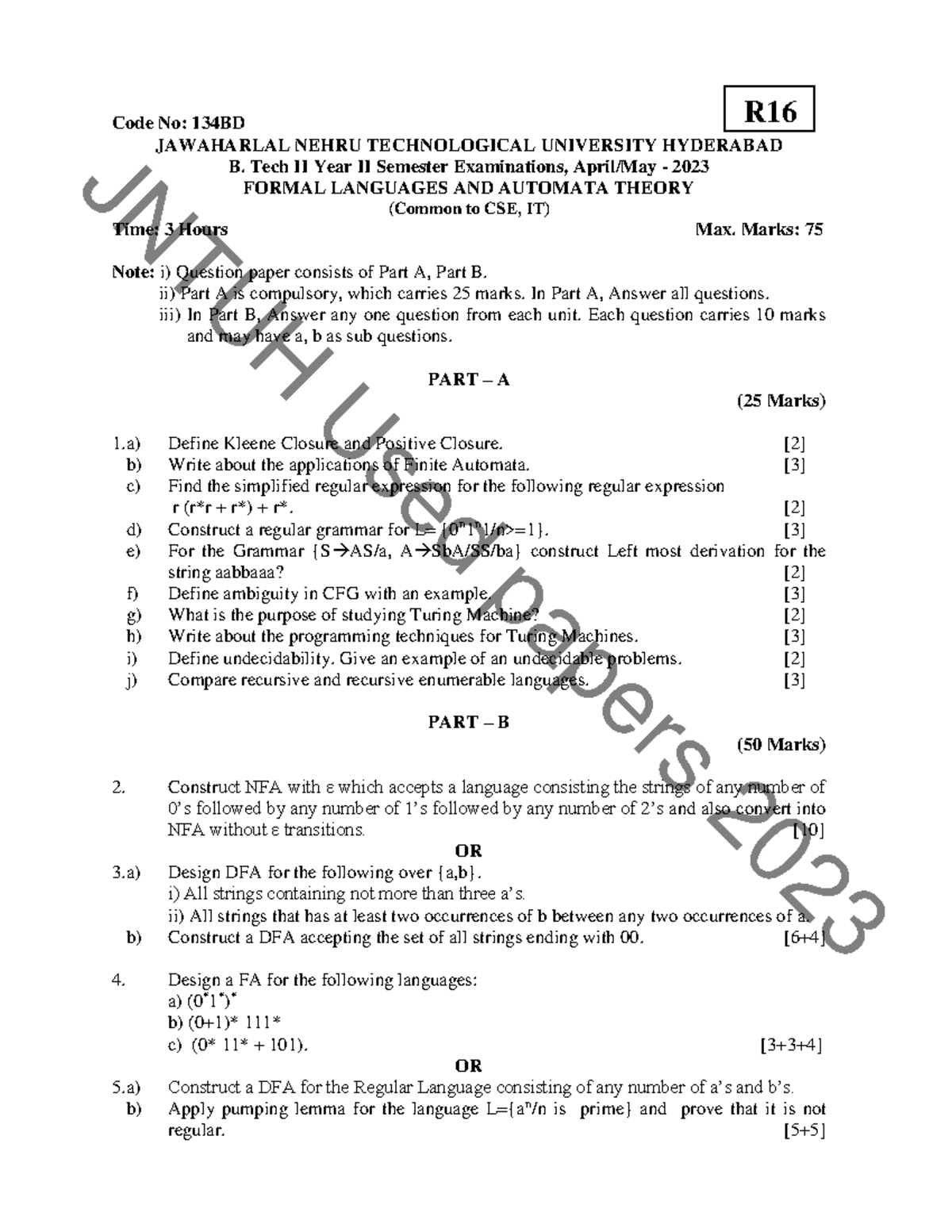 F-16 - previous year - Code No: 134BD JAWAHARLAL NEHRU TECHNOLOGICAL ...