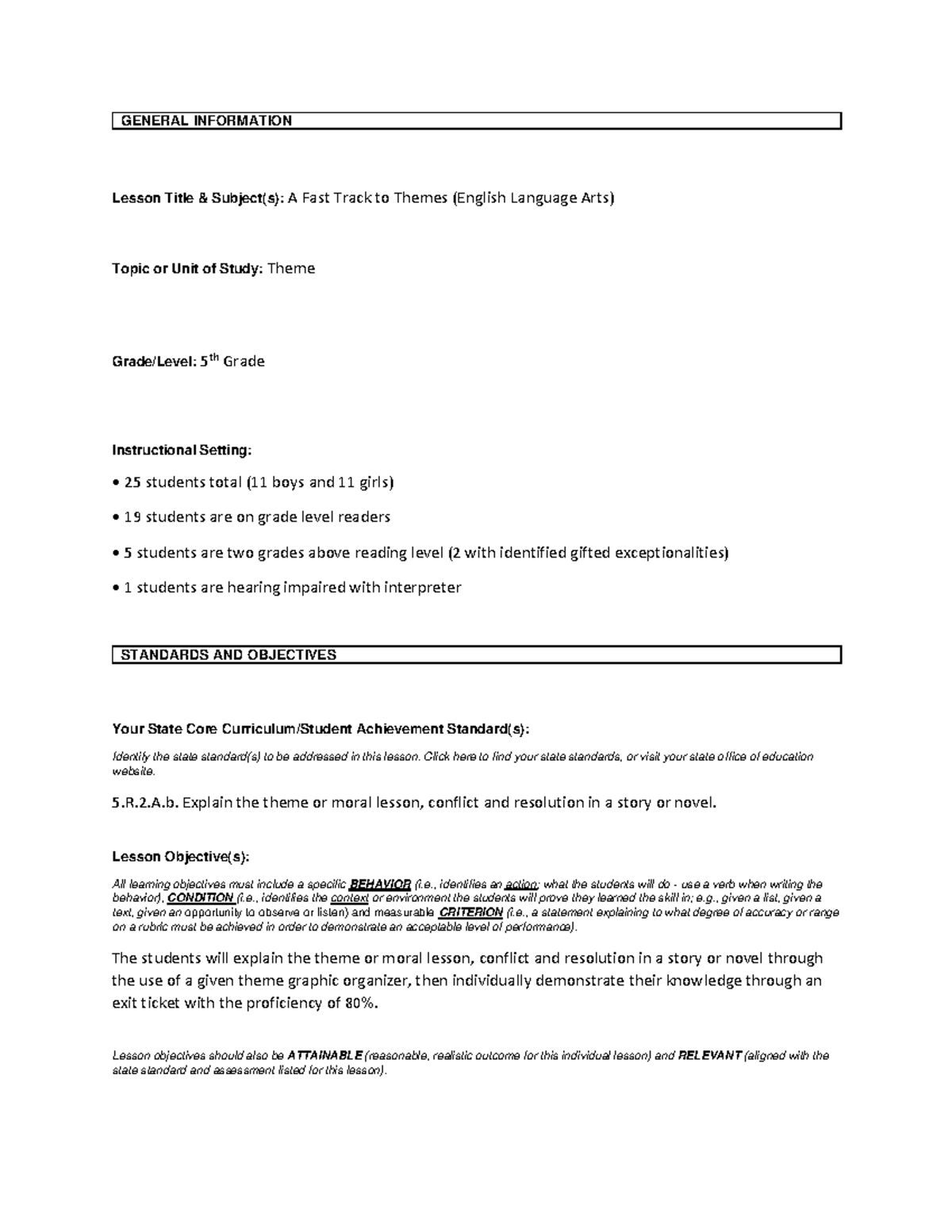 Task 2 La Lesson Plan C365 Wgu Lesson Plan Name