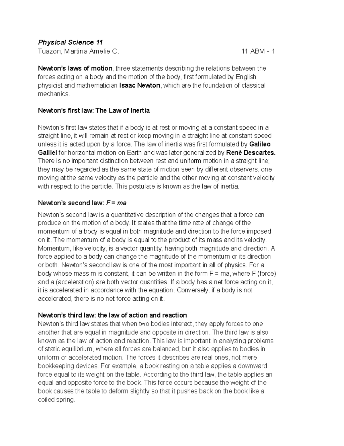 Physical-Science-11 - hsjajshahahanha - Physical Science 11 Tuazon ...