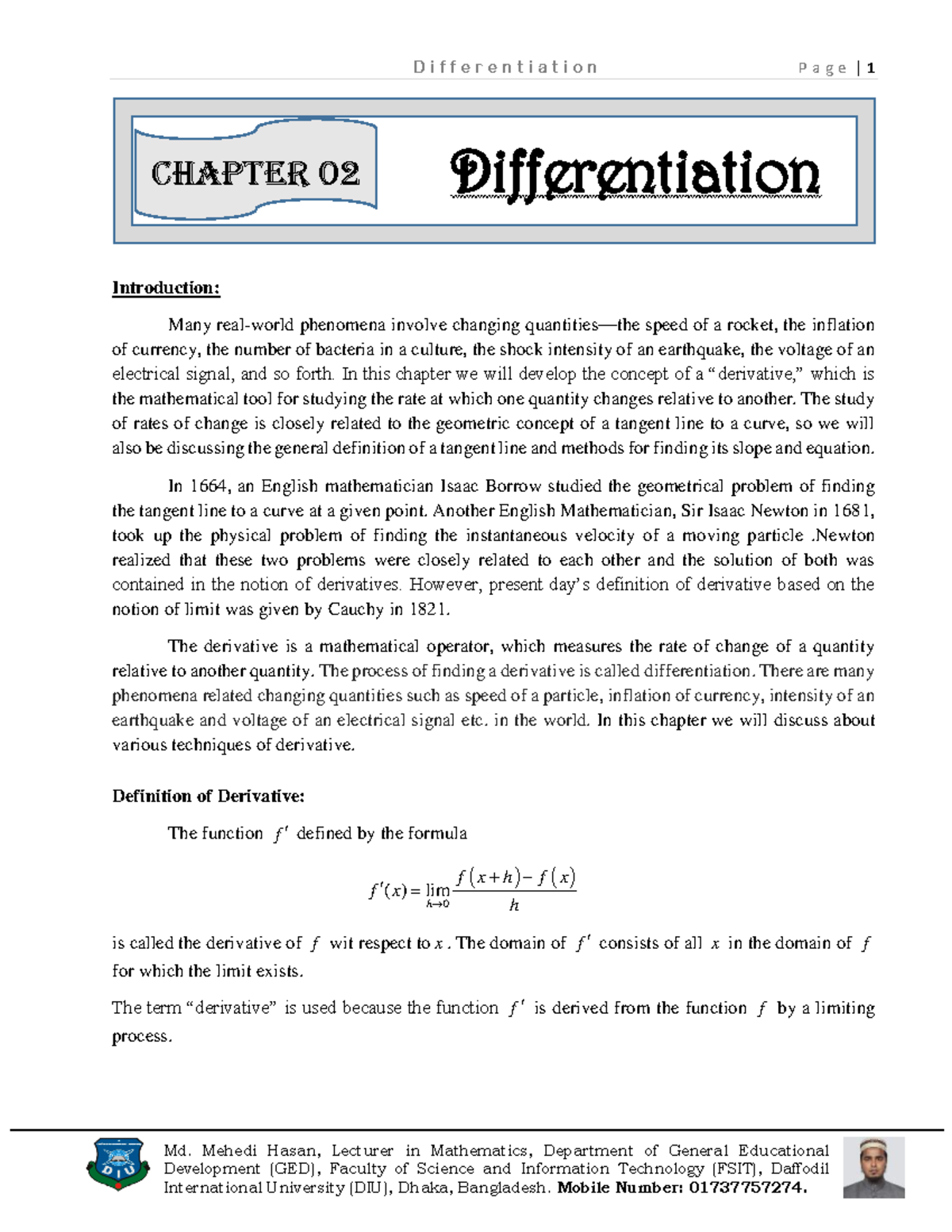 Chapter 02 Differentiation for computer science engineering - Md ...