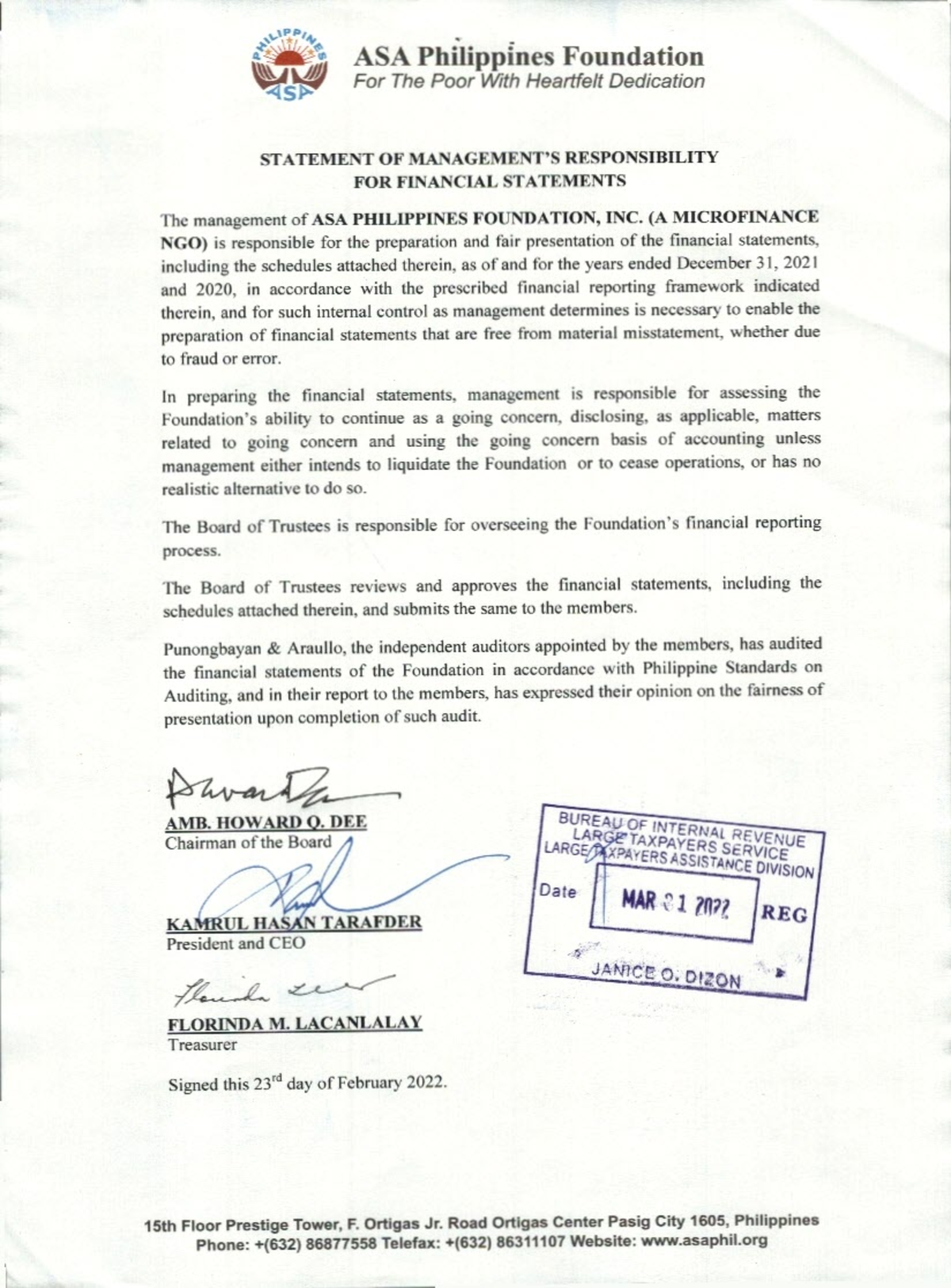 [ Appendix F] ASA Financial Statements - BS accountancy - Studocu