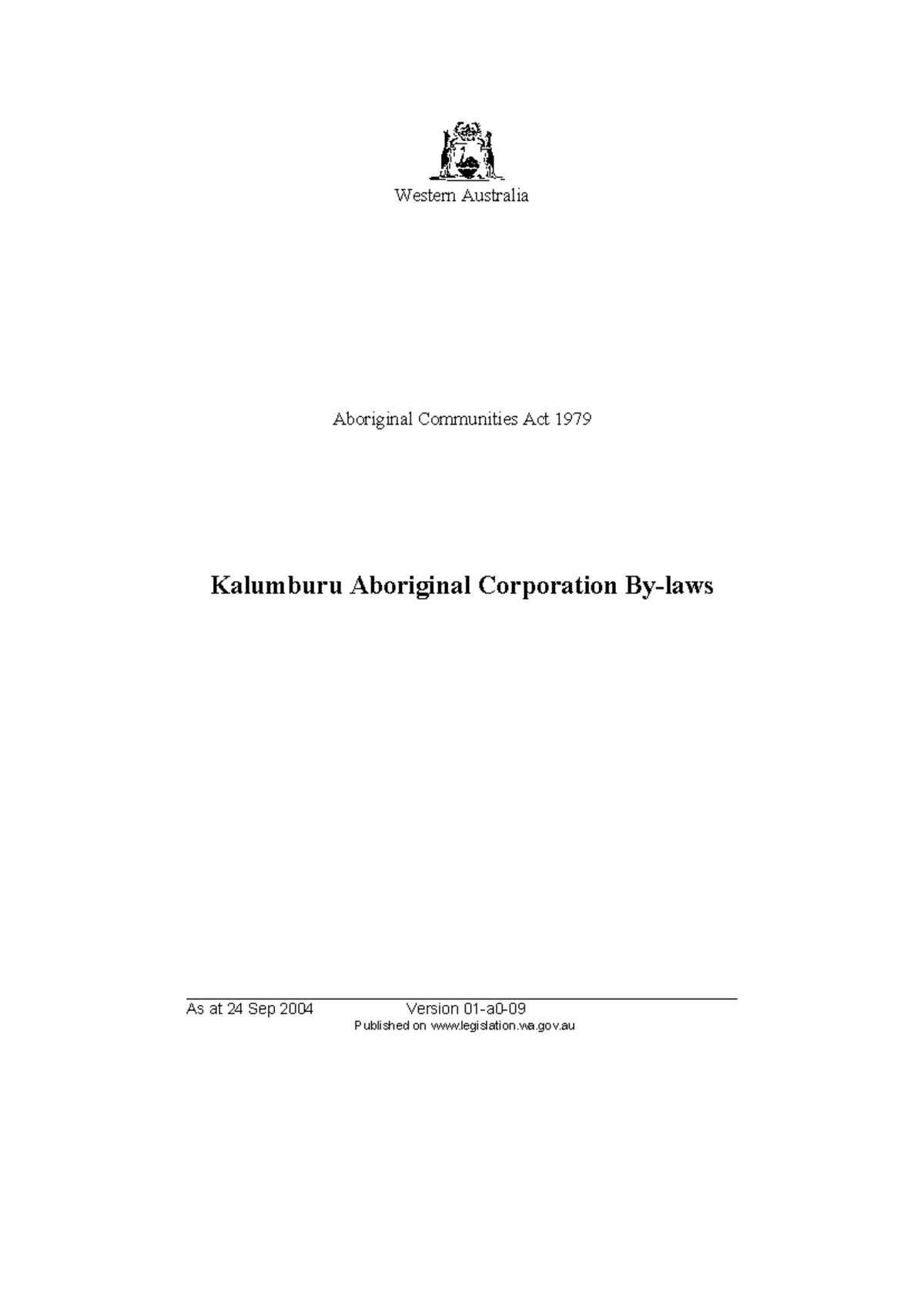 Kalumburu Aboriginal Corporation By-laws - [01-a0-09] - Western ...