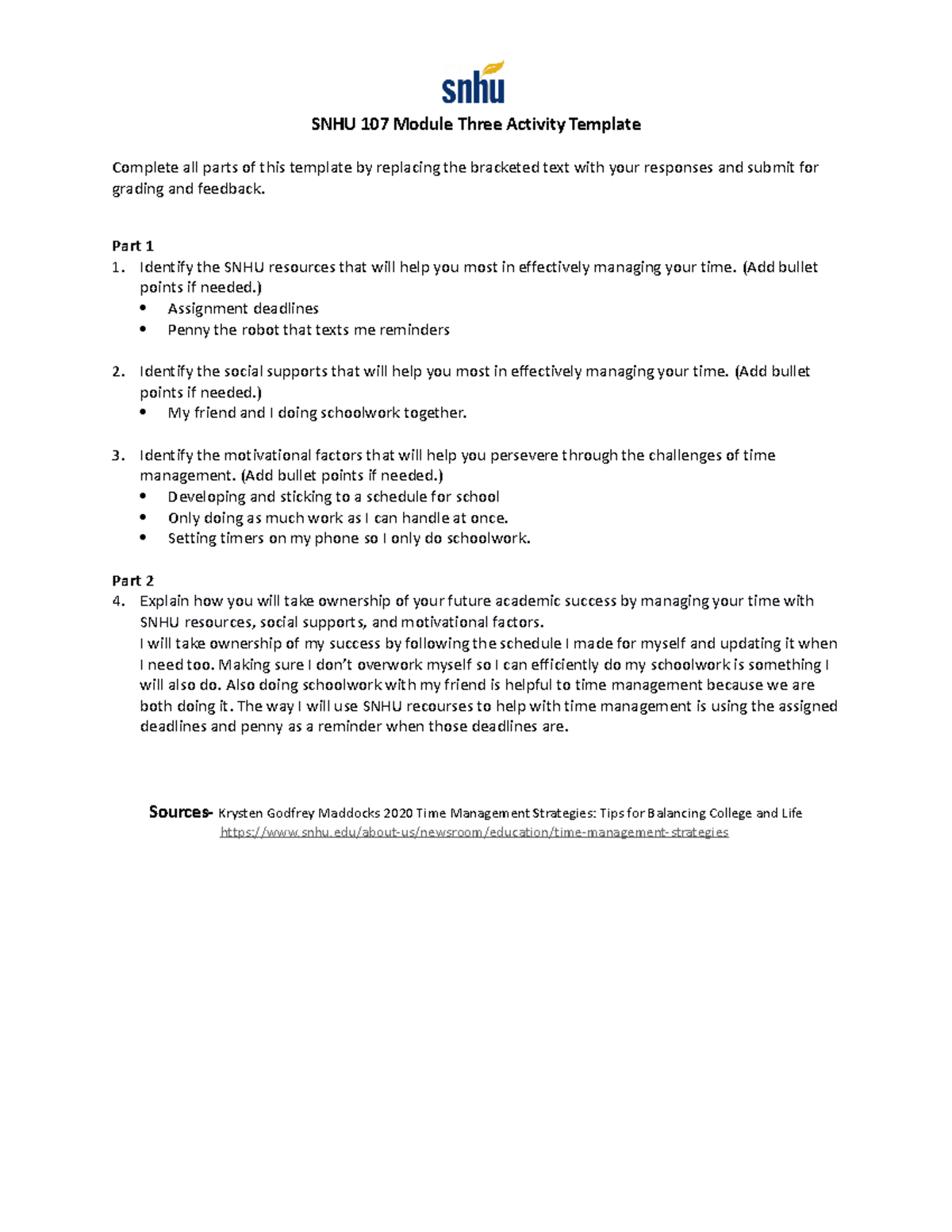 Completed SNHU 107 Module Three Activity Template - SNHU 107 Module ...