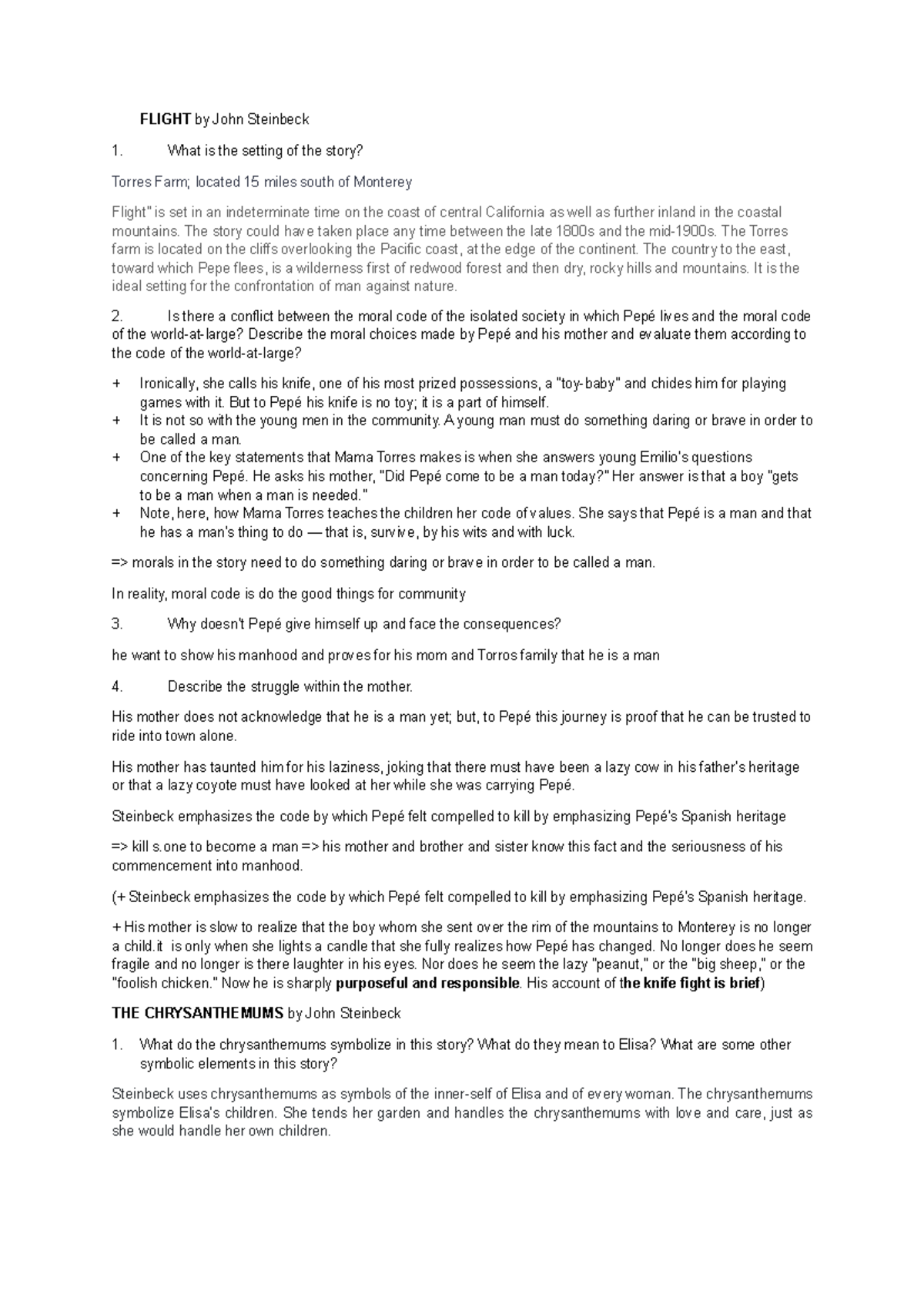 John Steinbeck - This is my assignment - FLIGHT by John Steinbeck What ...