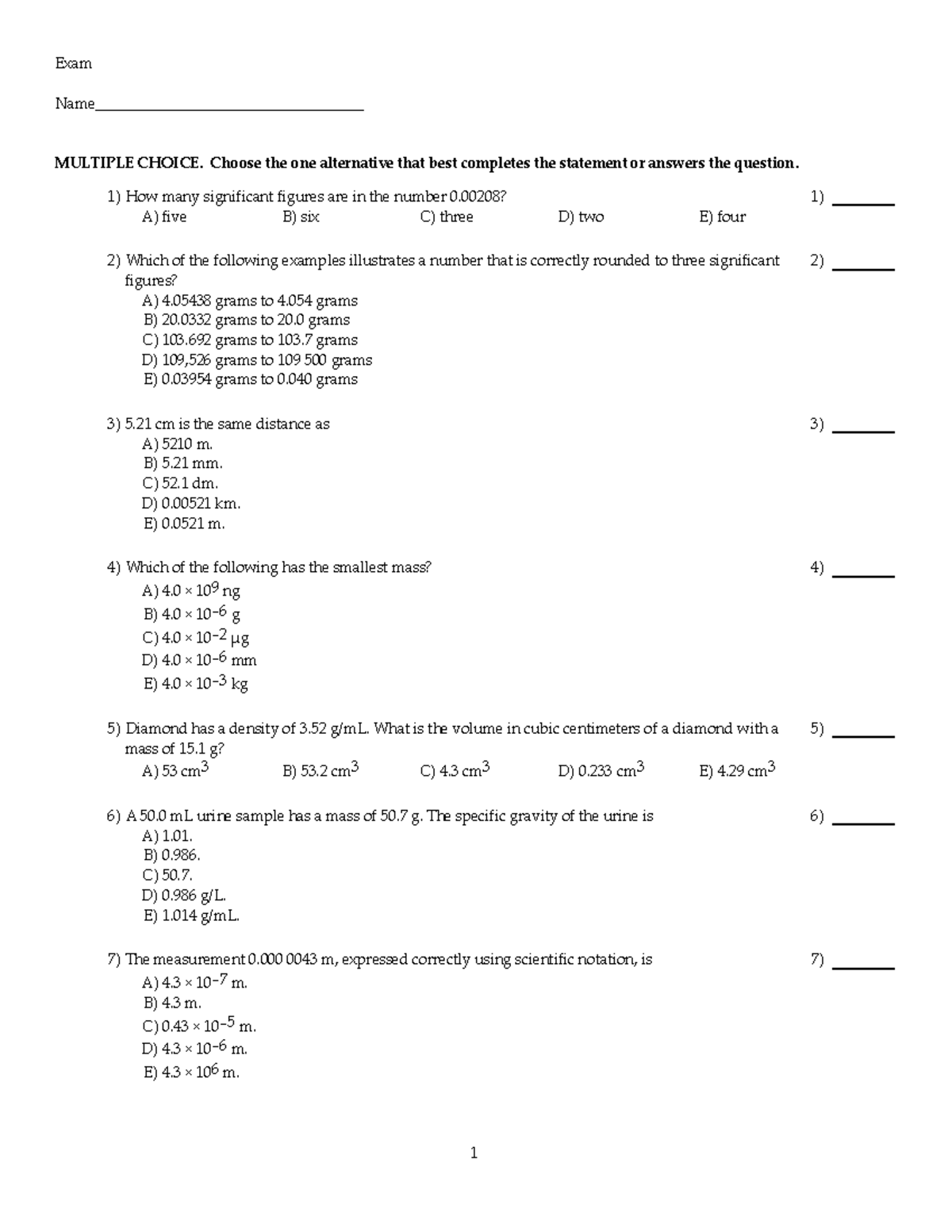 Practice EXAM#1-PART A 1 - Exam Name ...