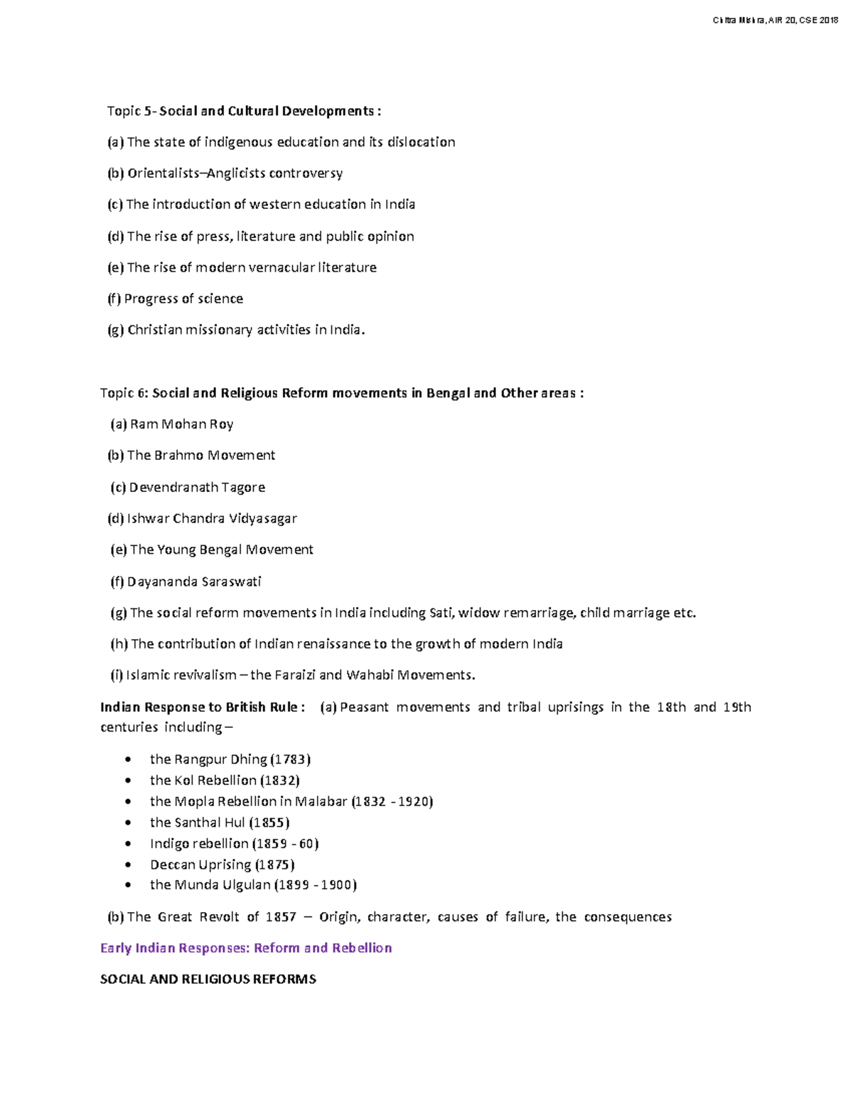 3. Early Indian Responses Reform and Rebellion - Topic 5- Social and ...