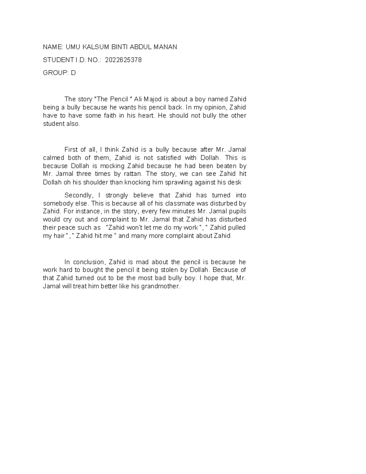 PRL Template 20232 ( the pencil ) - NAME: UMU KALSUM BINTI ABDUL MANAN ...