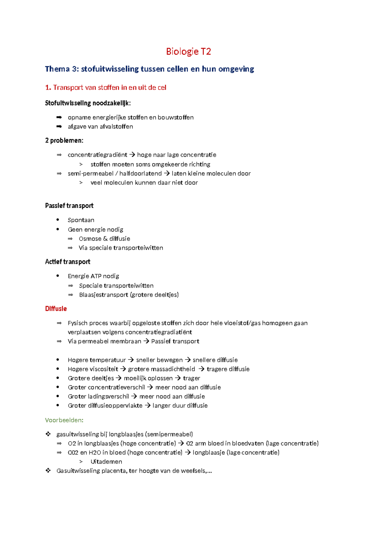 Biologie examen juni - goed - Biologie T Thema 3: stofuitwisseling ...