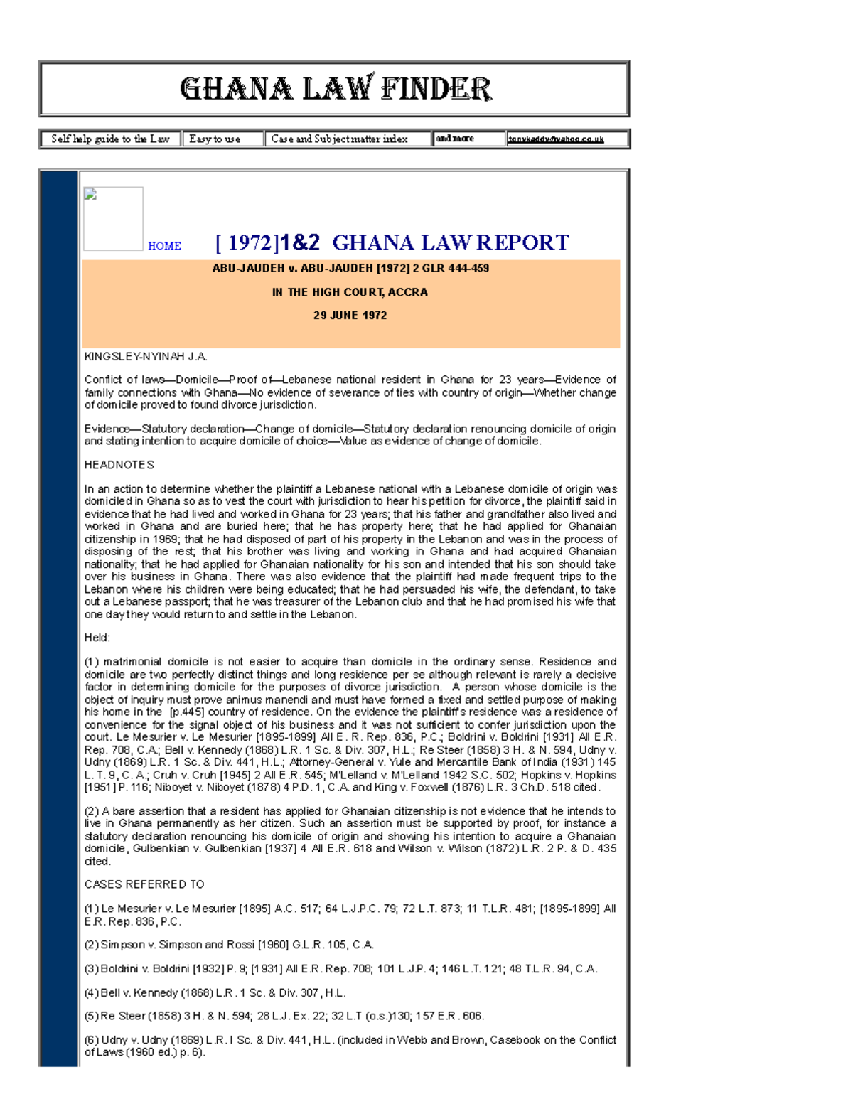ABU- Jaudeh v. ABU- Jaudeh [1972] 2 GLR 444-459 - GHANA LAW FINDER Self ...