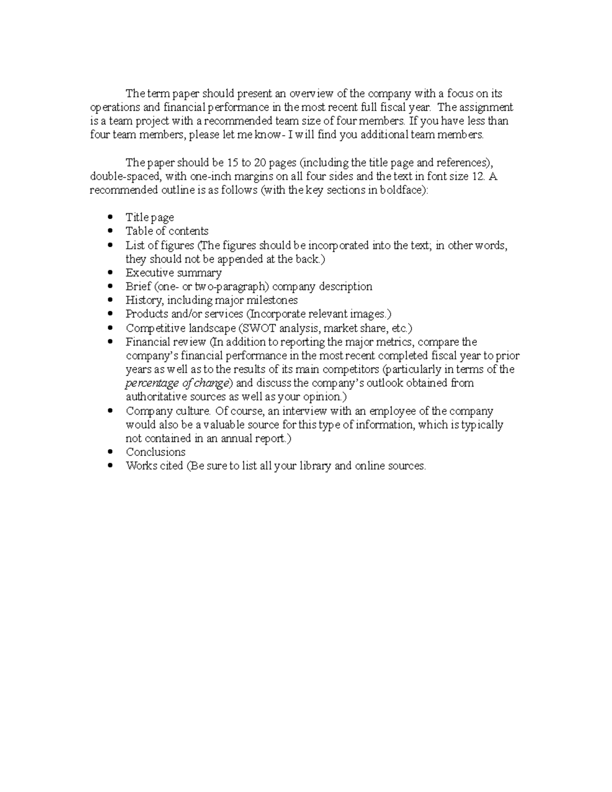 Research Paper Instructions - The term paper should present an overview ...