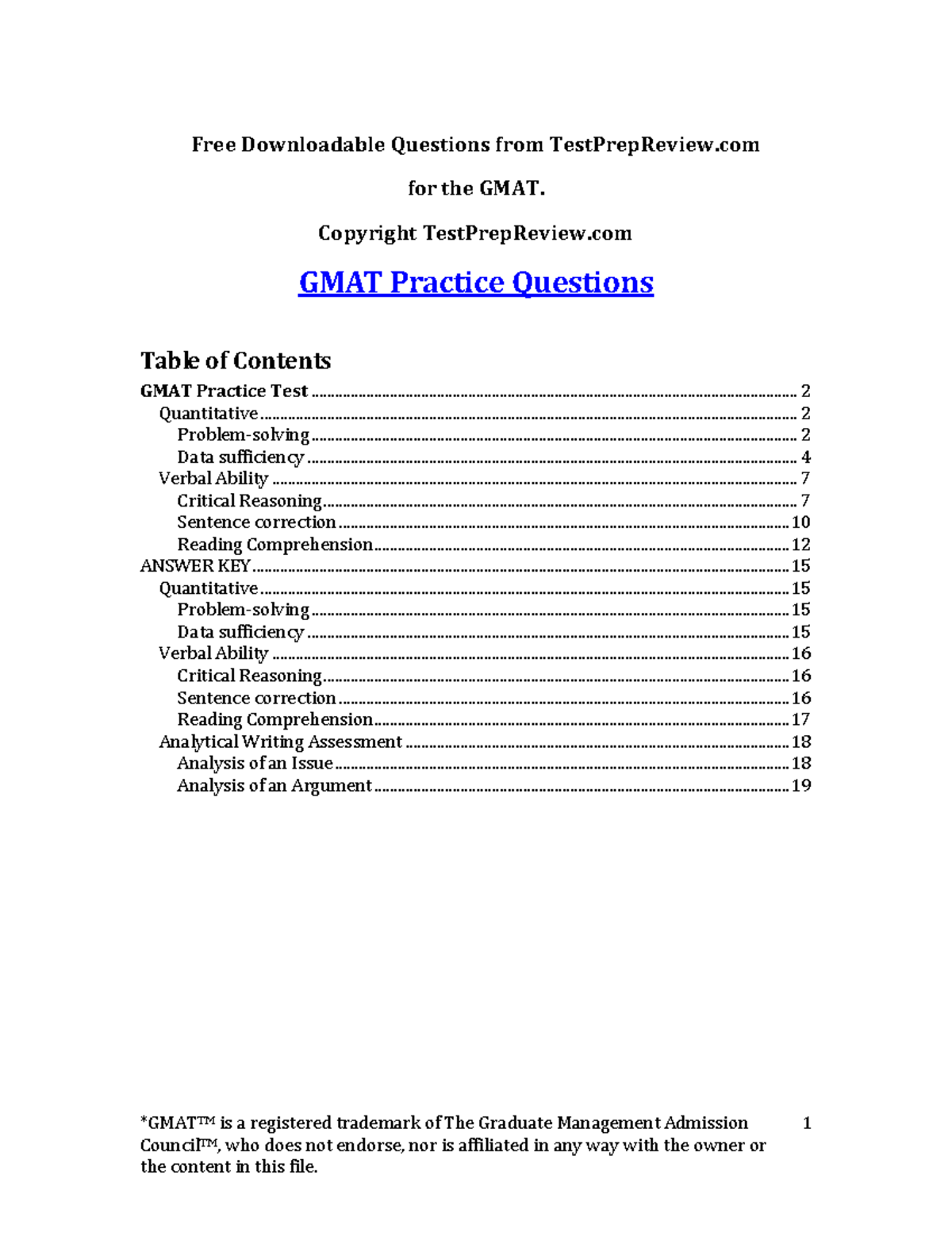 Test-Practice-Questions - *GMATTM is a registered trademark of The ...