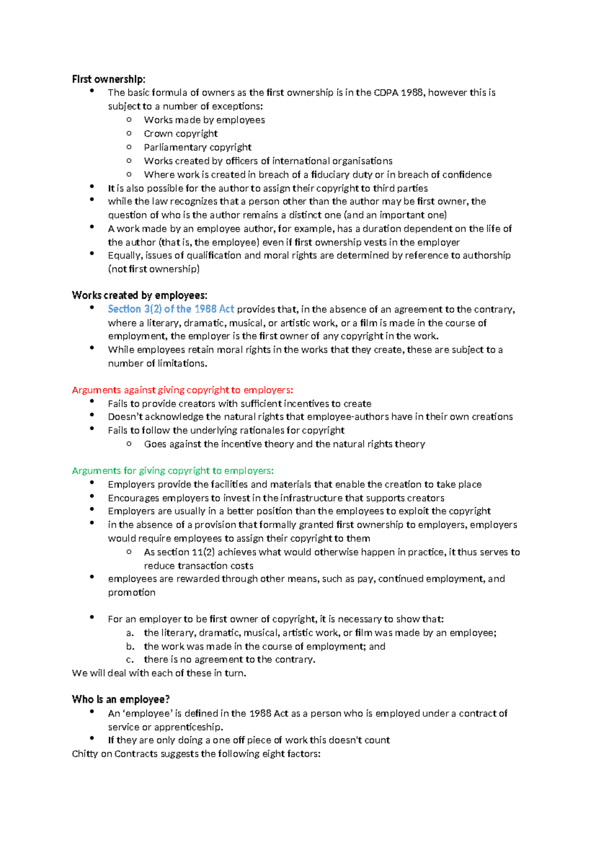 Copyright notes - First ownership: The basic formula of owners as the ...