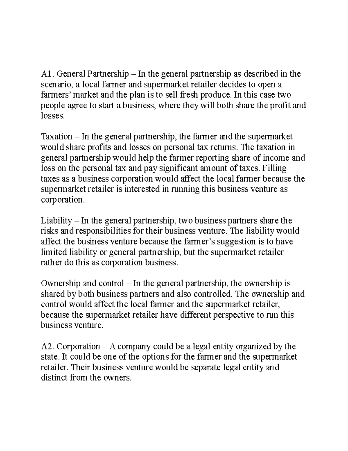 A2 Revised - A1. General Partnership – In the general partnership as ...