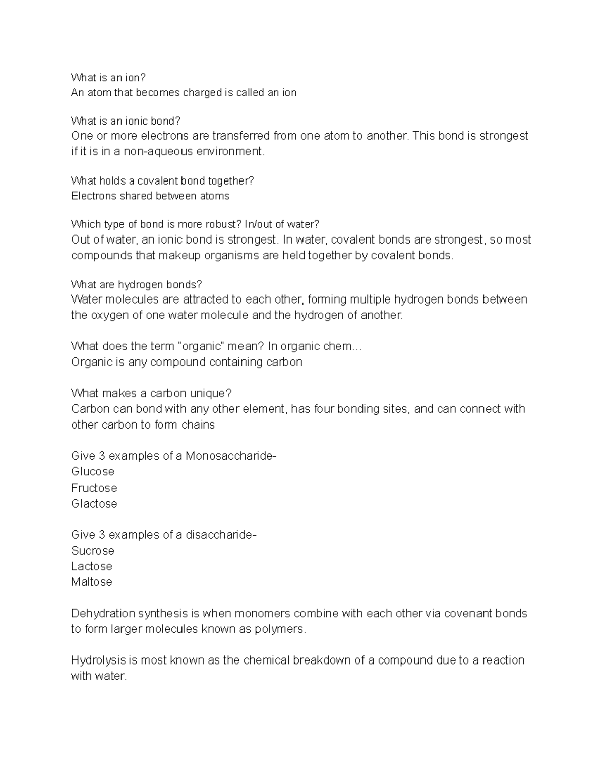 Organic Chem Chapter 2 Lecture Notes - What is an ion? An atom that ...